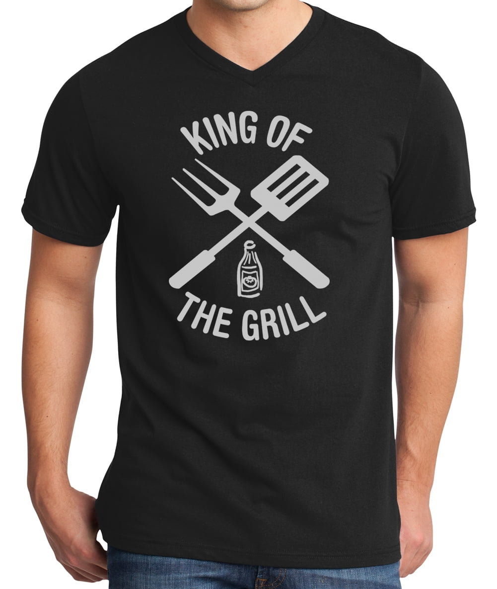 Mens King of the Grill BBQ Cookout V-neck Tee Shirt - Black, Small ...
