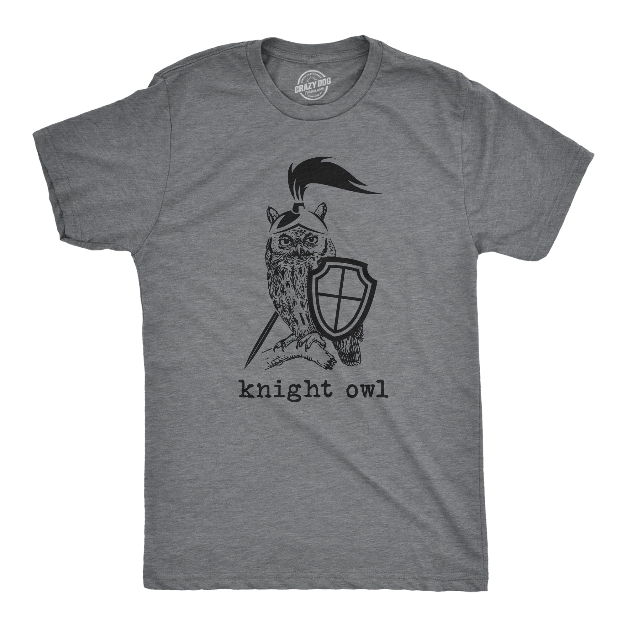 Mens Knight Owl T Shirt Funny Sarcastic Armored Sword Shield Bird ...