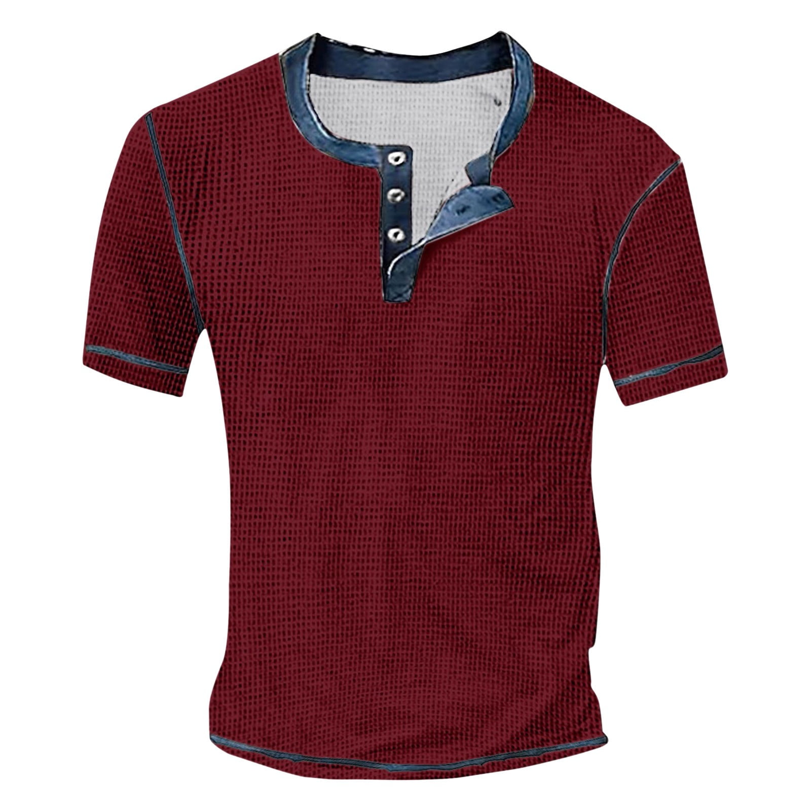 Mens Knit Polo Short Sleeve Half Button Crew Neck Mens Graphic T-Shirts ...