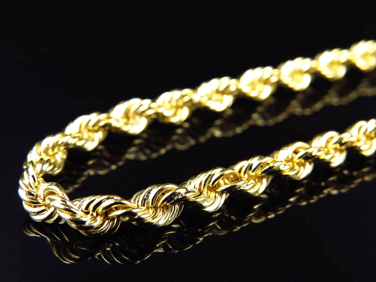 Mens/ Ladies Bonded 1/10th 10K Yellow Gold 4 MM Solid Rope Chain ...
