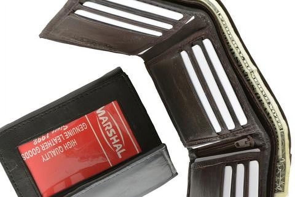 Mens Lambskin Leather Trifold Multi Card Holder Outside ID Window ...
