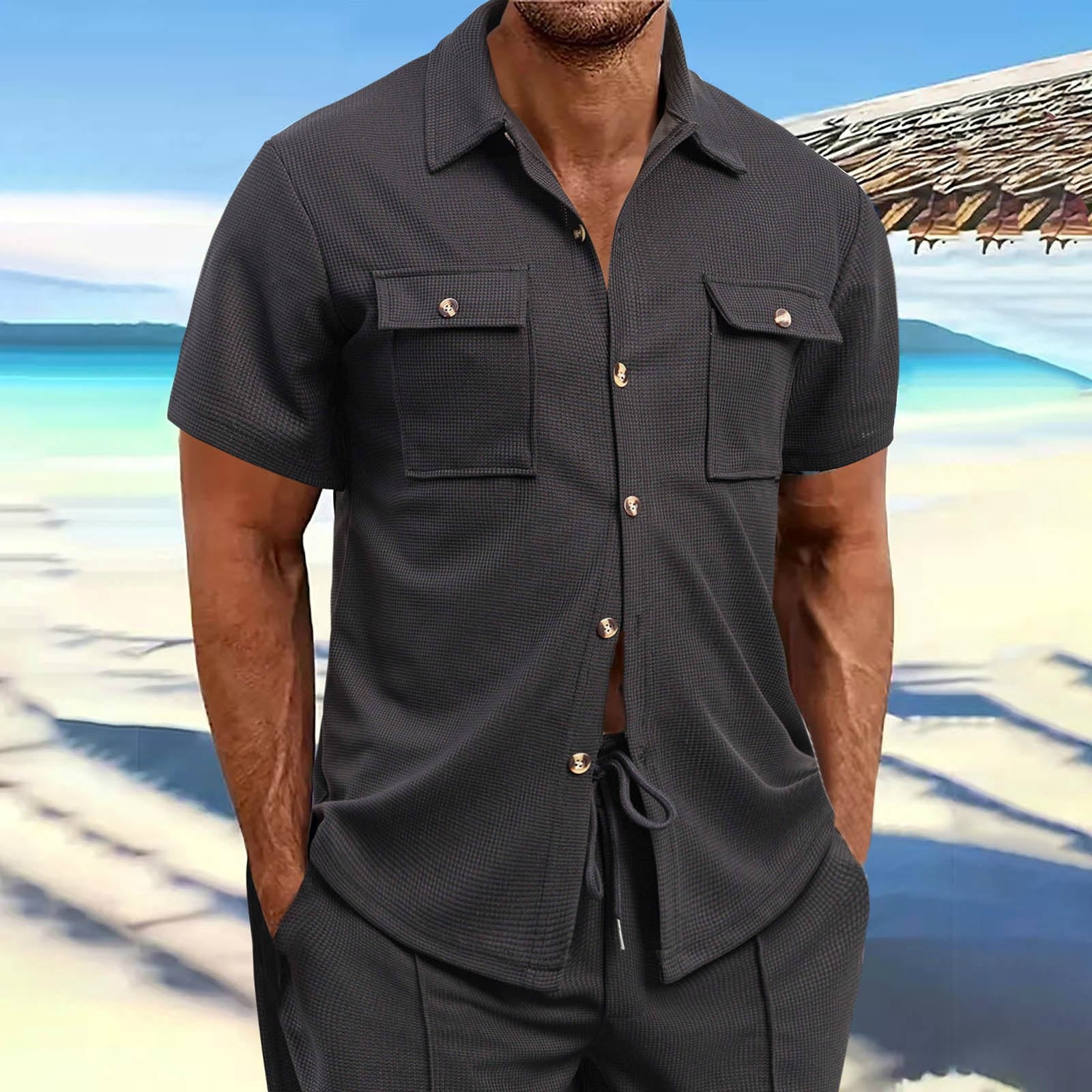 Mens Large Shirts Clearance, Men's Casual Solid Color Collared Buttoned ...