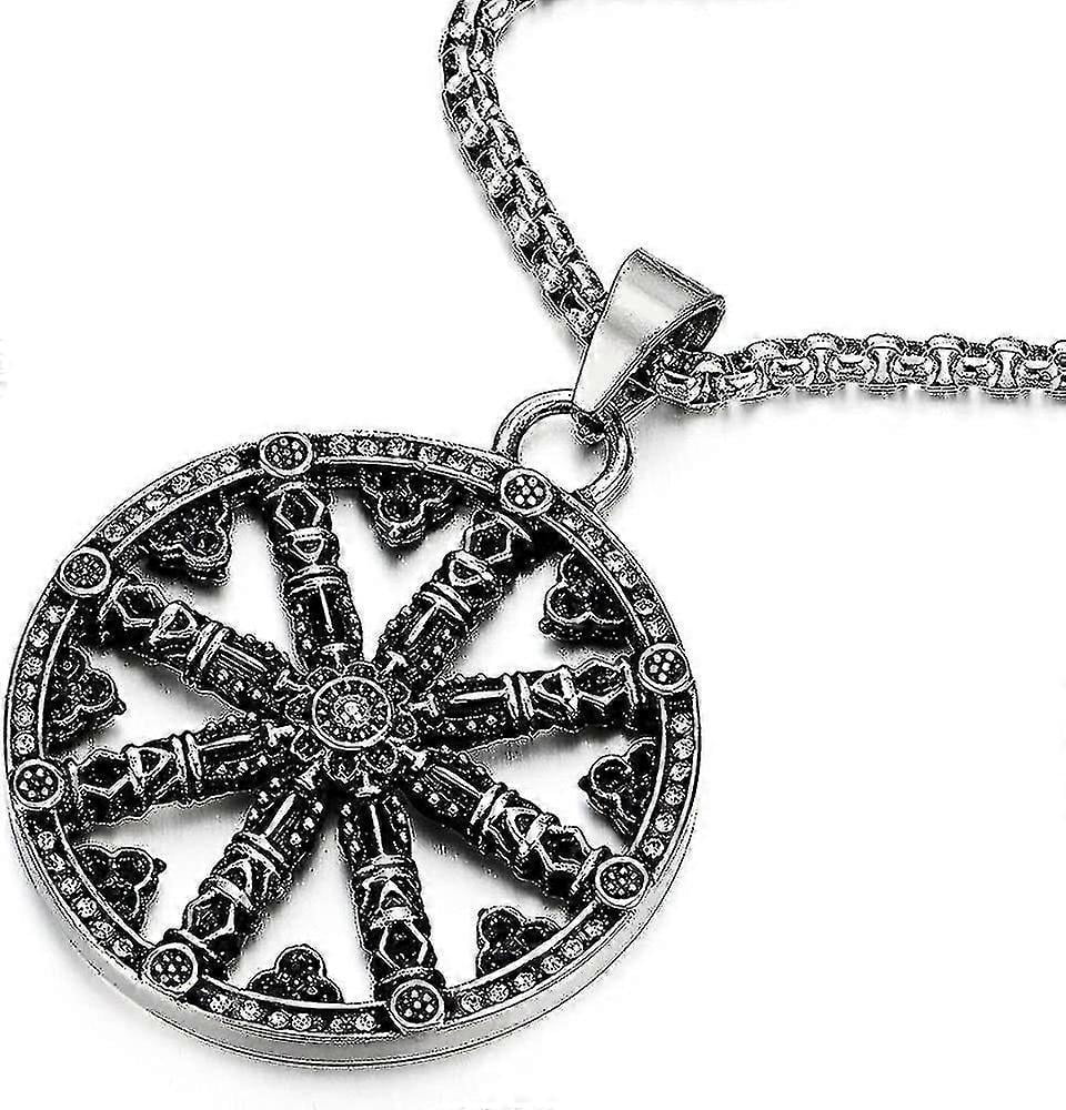 Mens Large Steel Dharma Chakra Pendant Dharma Wheel Of Law Symbol ...