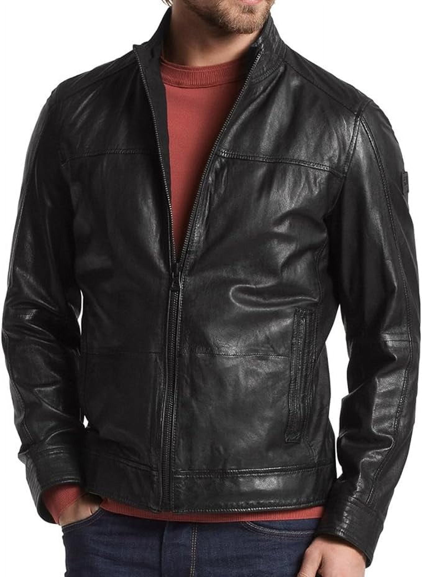 Mens Leather Jacket Slim Fit Biker Motorcycle Black Genuine Lambskin Jacket Coat A278 - Walmart.com