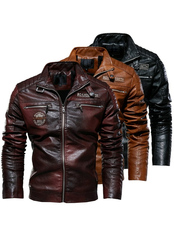 Motorcycle Leather Jacket with Armor in Motorcycle Armor - Walmart.com