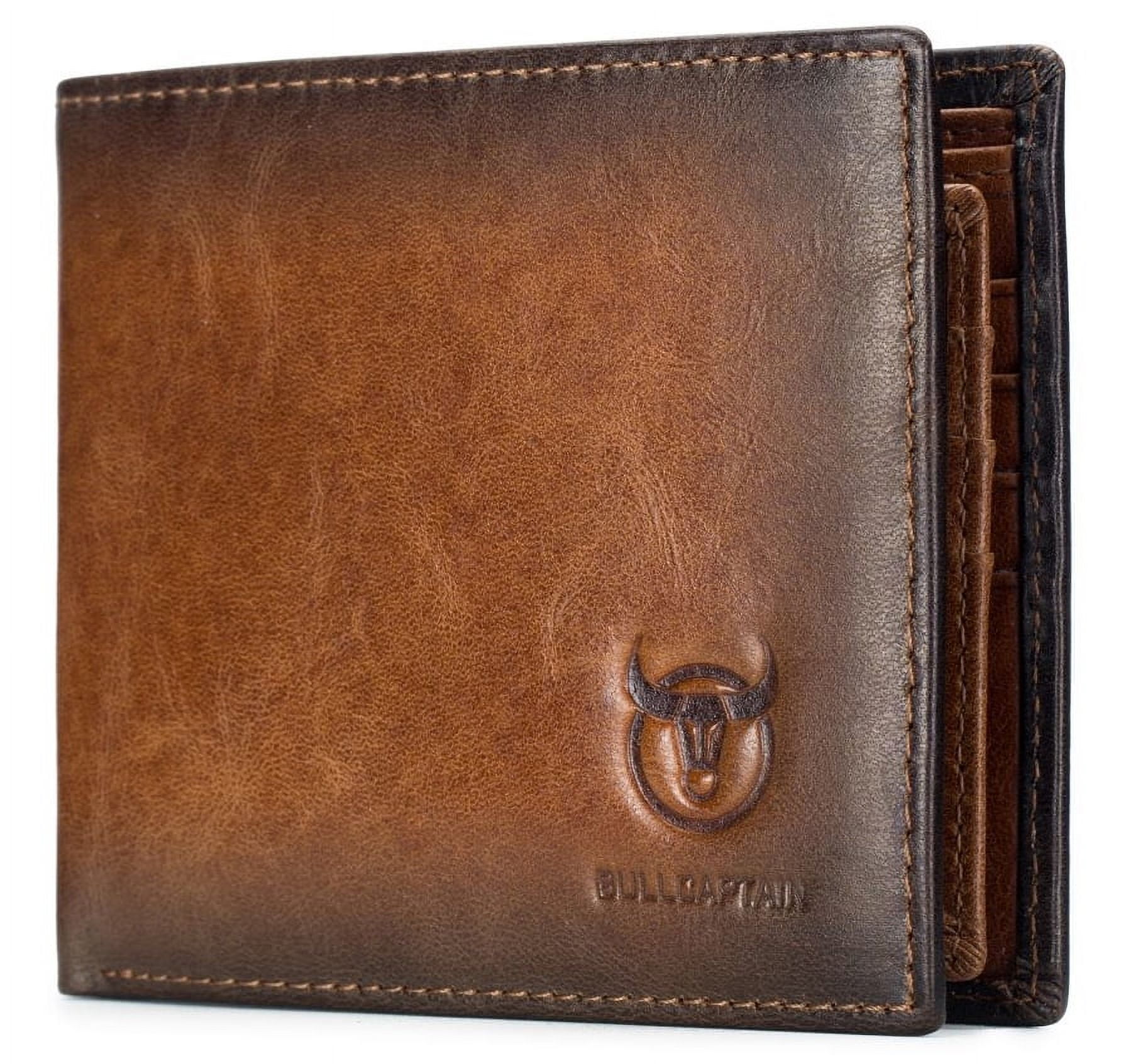 Mens Leather RFID Bifold Wallet, Genuine Leather 11 Card Slots Wallet ...