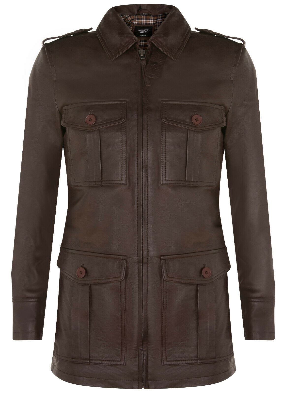 Mens Leather Safari Style Overcoat-Eastbourne in Brown - Walmart.com