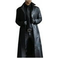 Mens Leather Trench Coat Full Length Black Classic Faux Leather Long ...