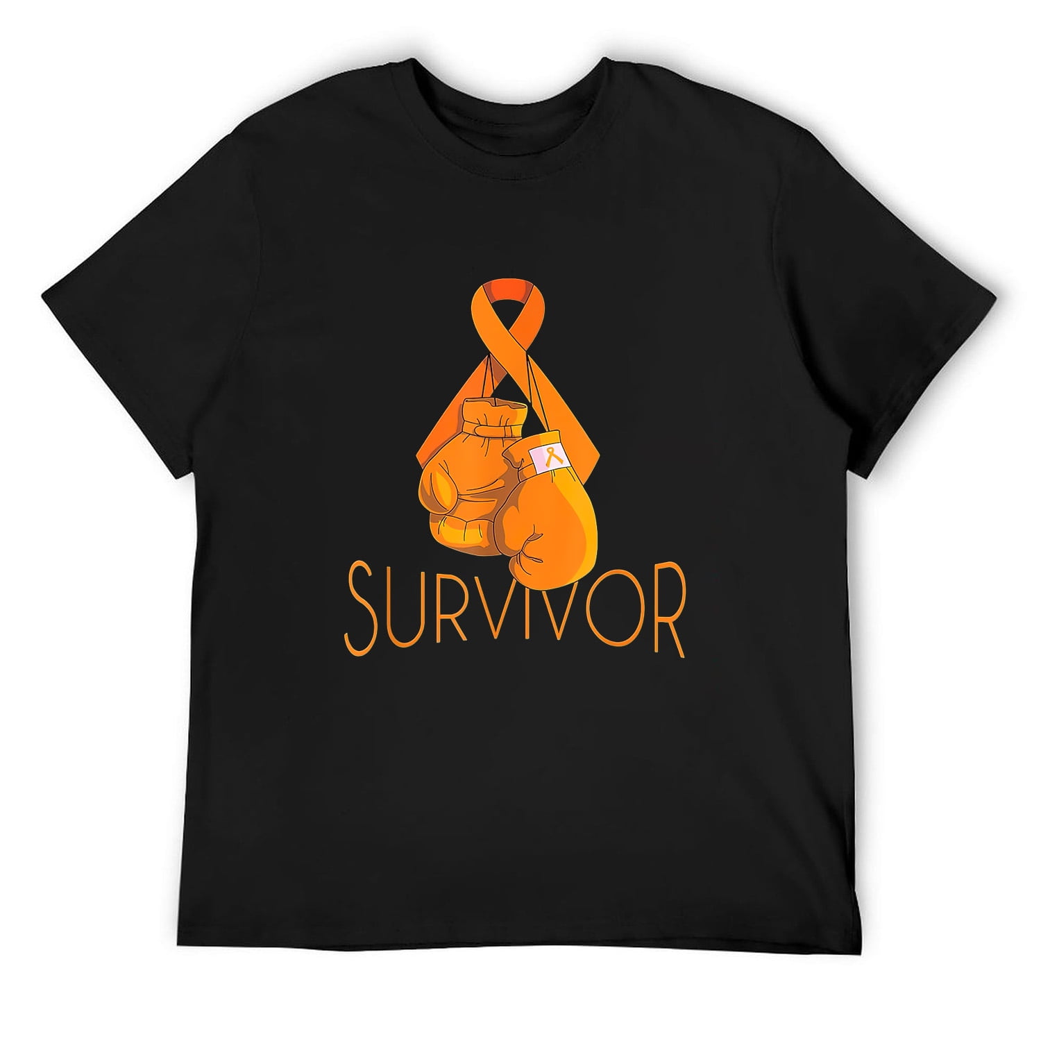 Mens Leukemia Awareness Survivor Orange Ribbon Boxing Gloves T-Shirt ...