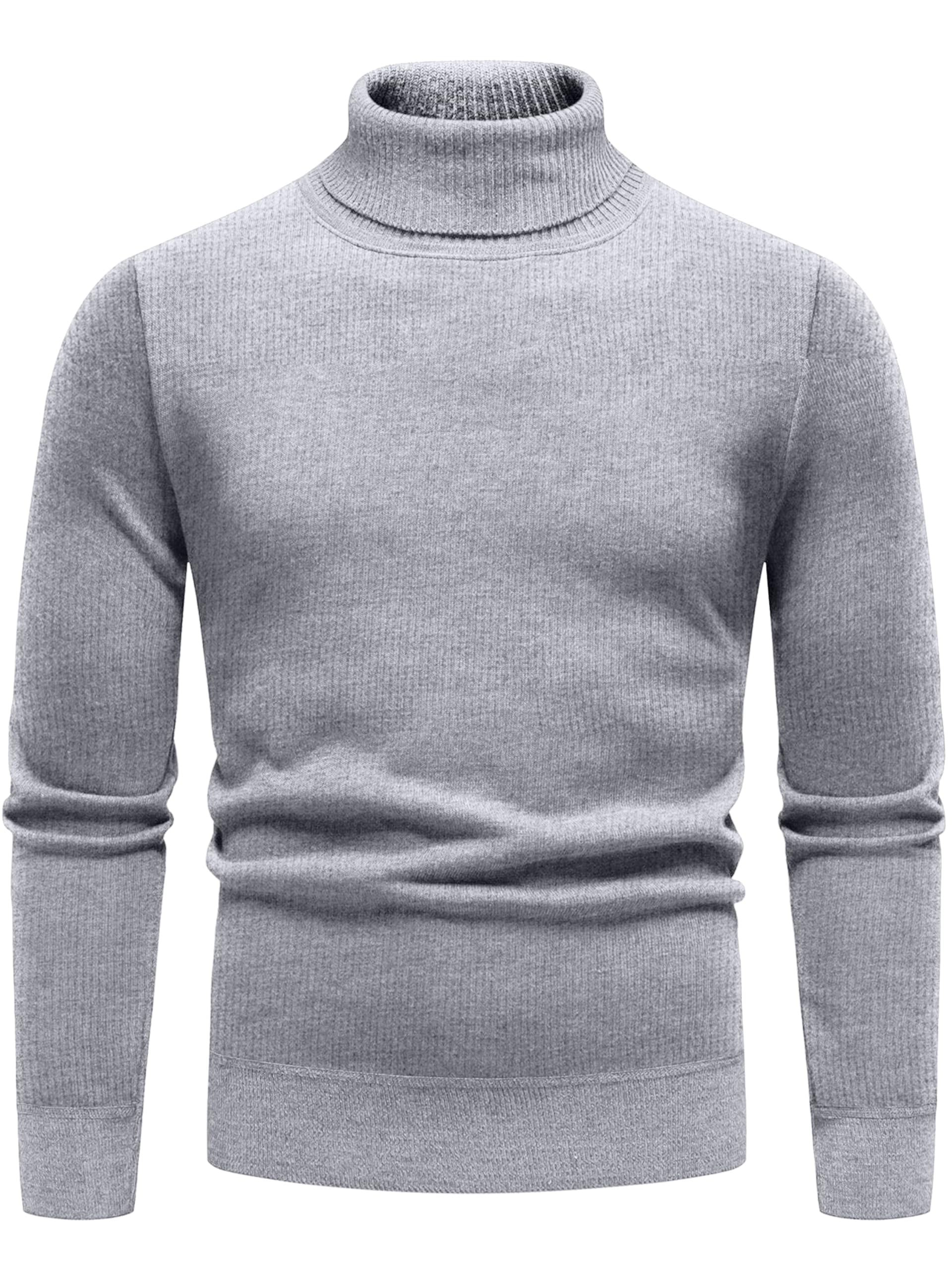 Mens Light Grey Turtleneck Sweater Soft Lightweight Casual Long Sleeve ...