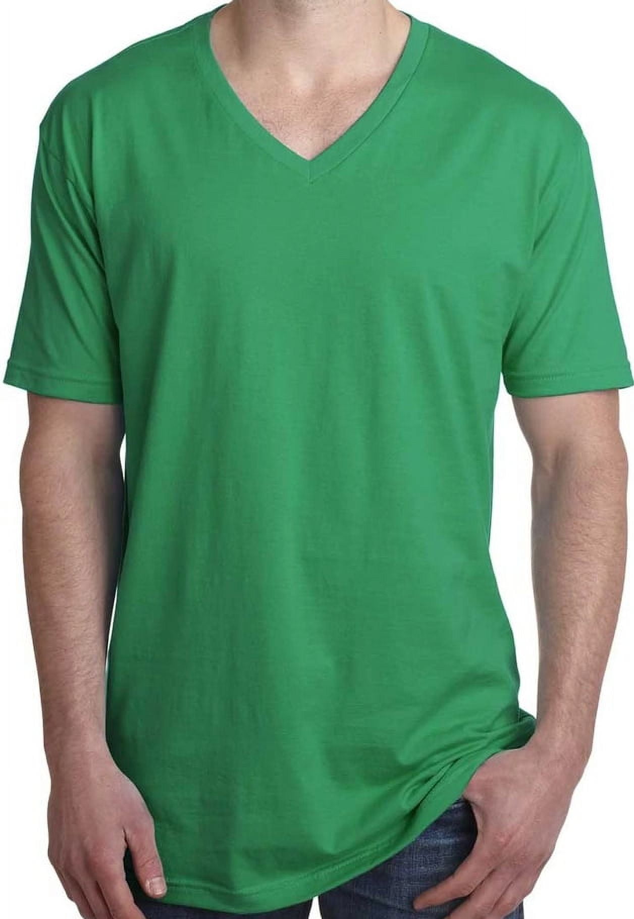 Mens Lightweight 100% Cotton V-neck Tee Shirt, Kelly Green, Small ...