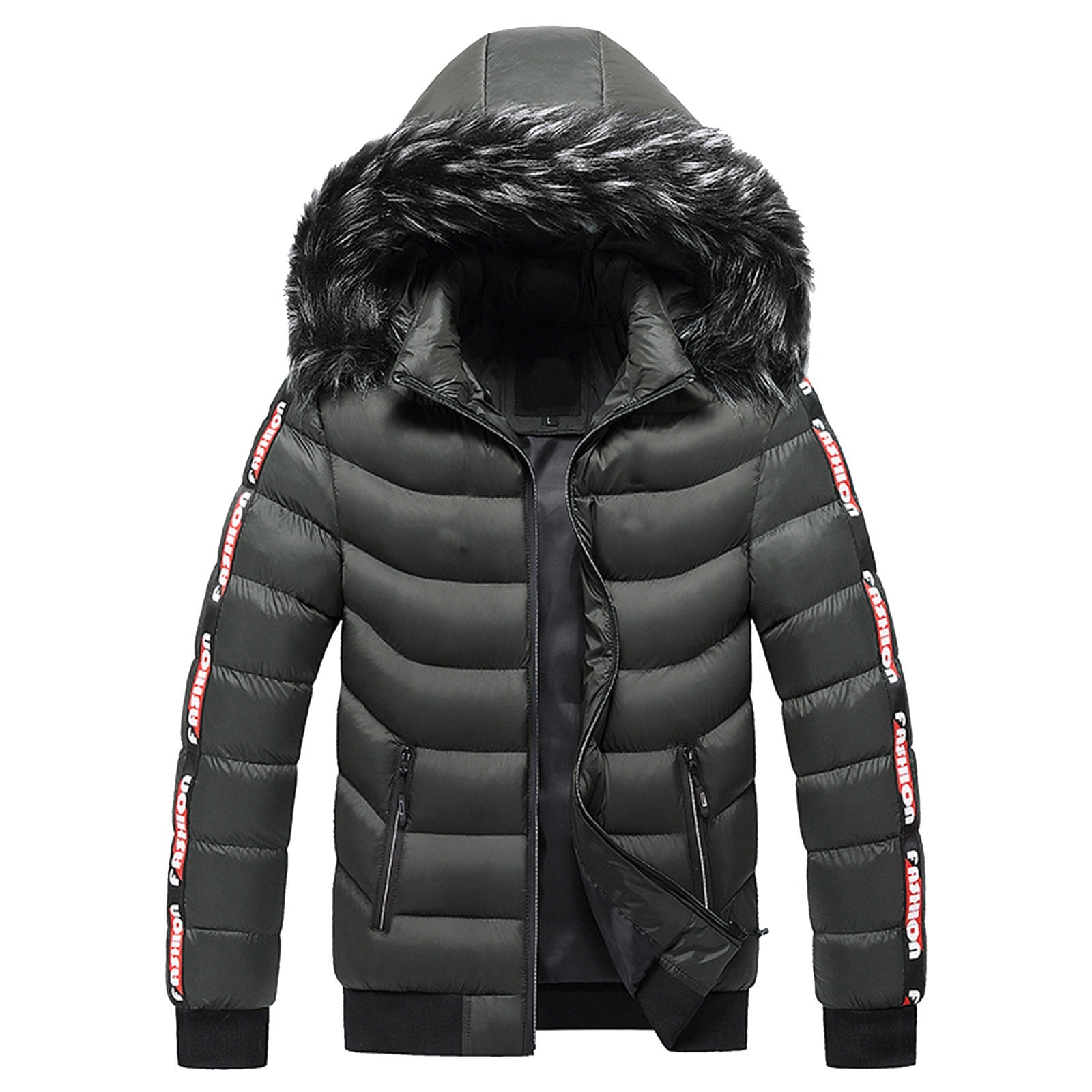 Mens Lightweight Packable Puffer Jacket Hooded Insulated Thermal Puffy ...