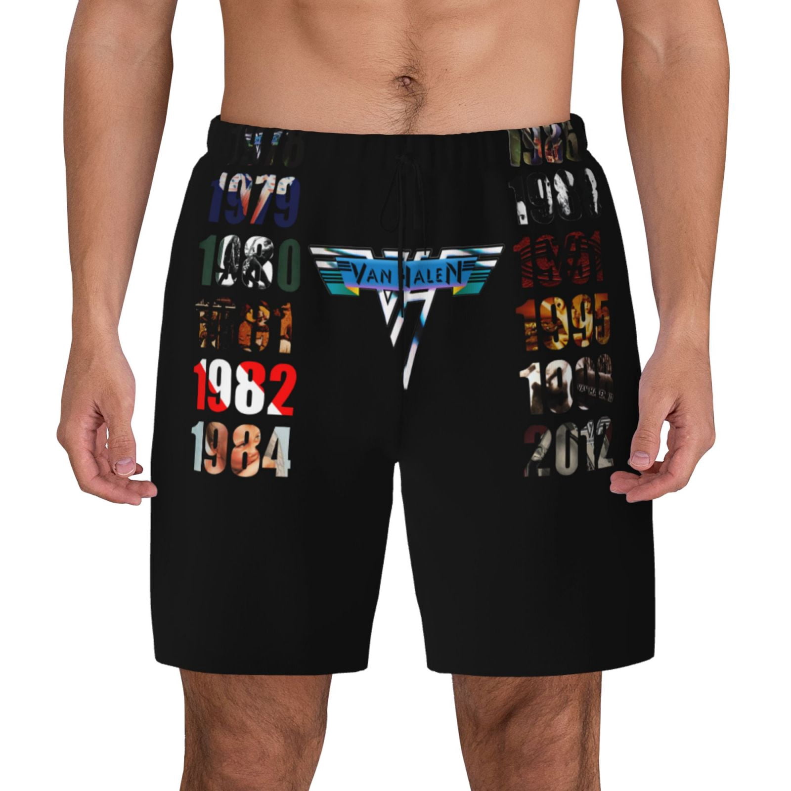 Mens Lightweight Swim Trunks for Van.1986 Halen Beach Pants,Beach Board ...