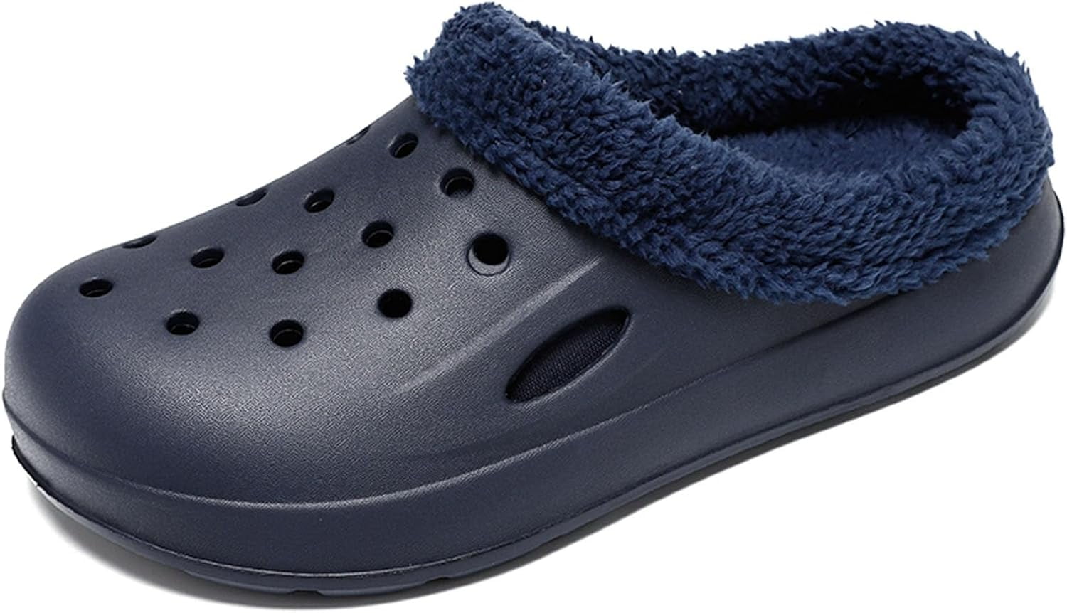 Mens Lined Clogs Garden Shoes Winter Fuzzy Slip On Home Slippers Fleece ...