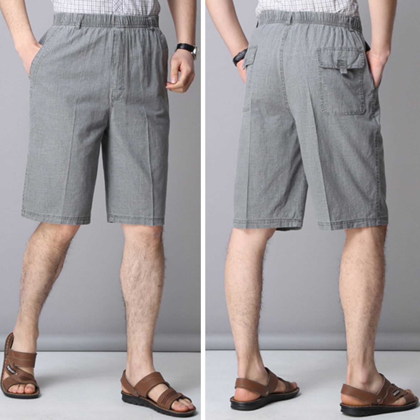 Mens Linen Shorts Quick Dry Men'S Casual Shorts Sports Fashion Seaside ...