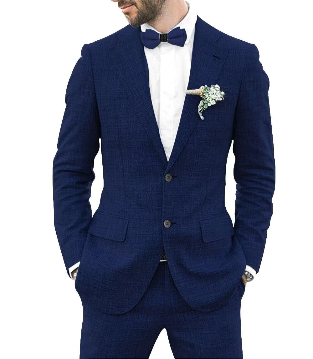 Mens Linen Suit 2 Piece Slim Fit Wedding Suit for Men Groosmen Prom ...