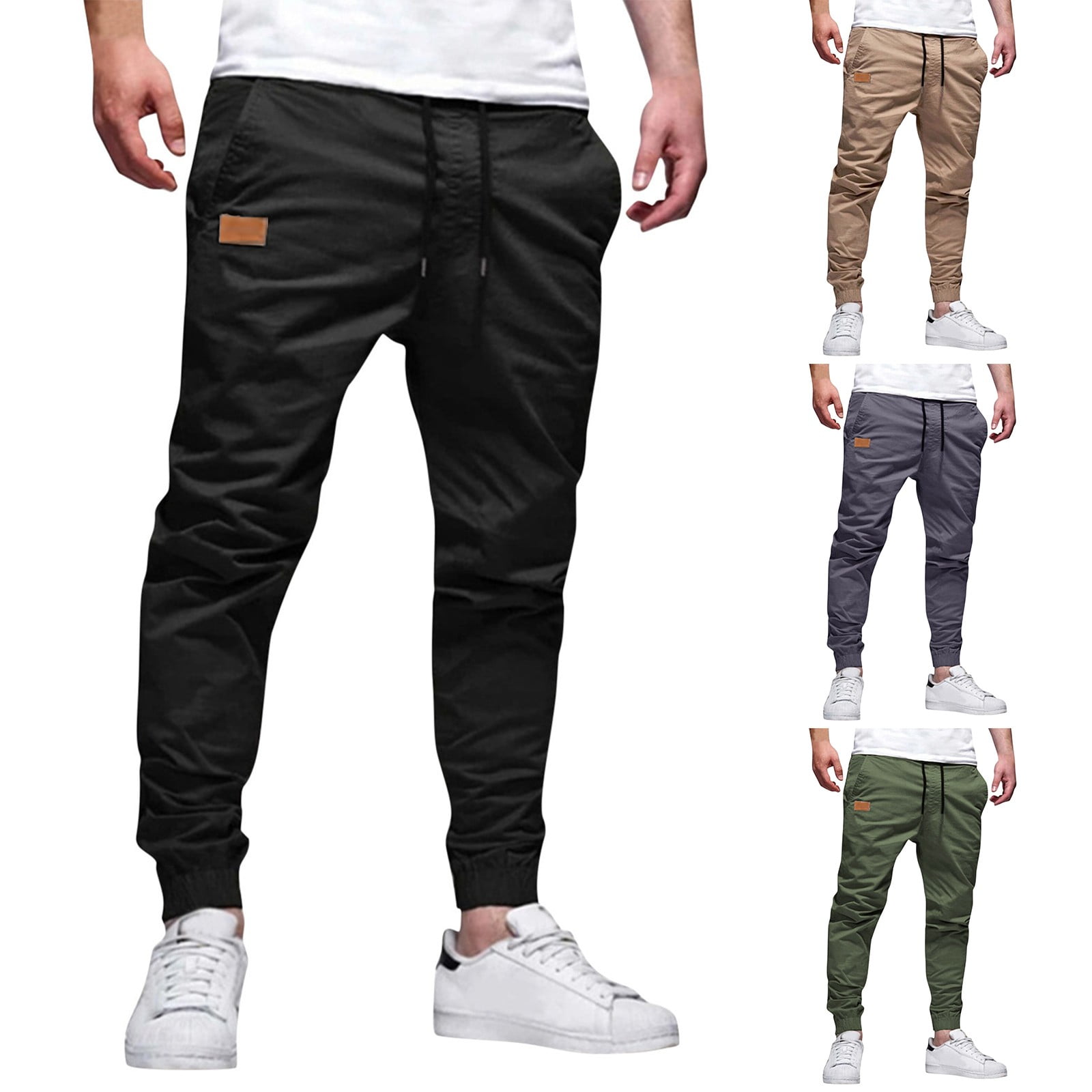 Mens Long Pant, Men Casual Cotton Relaxed Fit Pants Stretch Elastic ...
