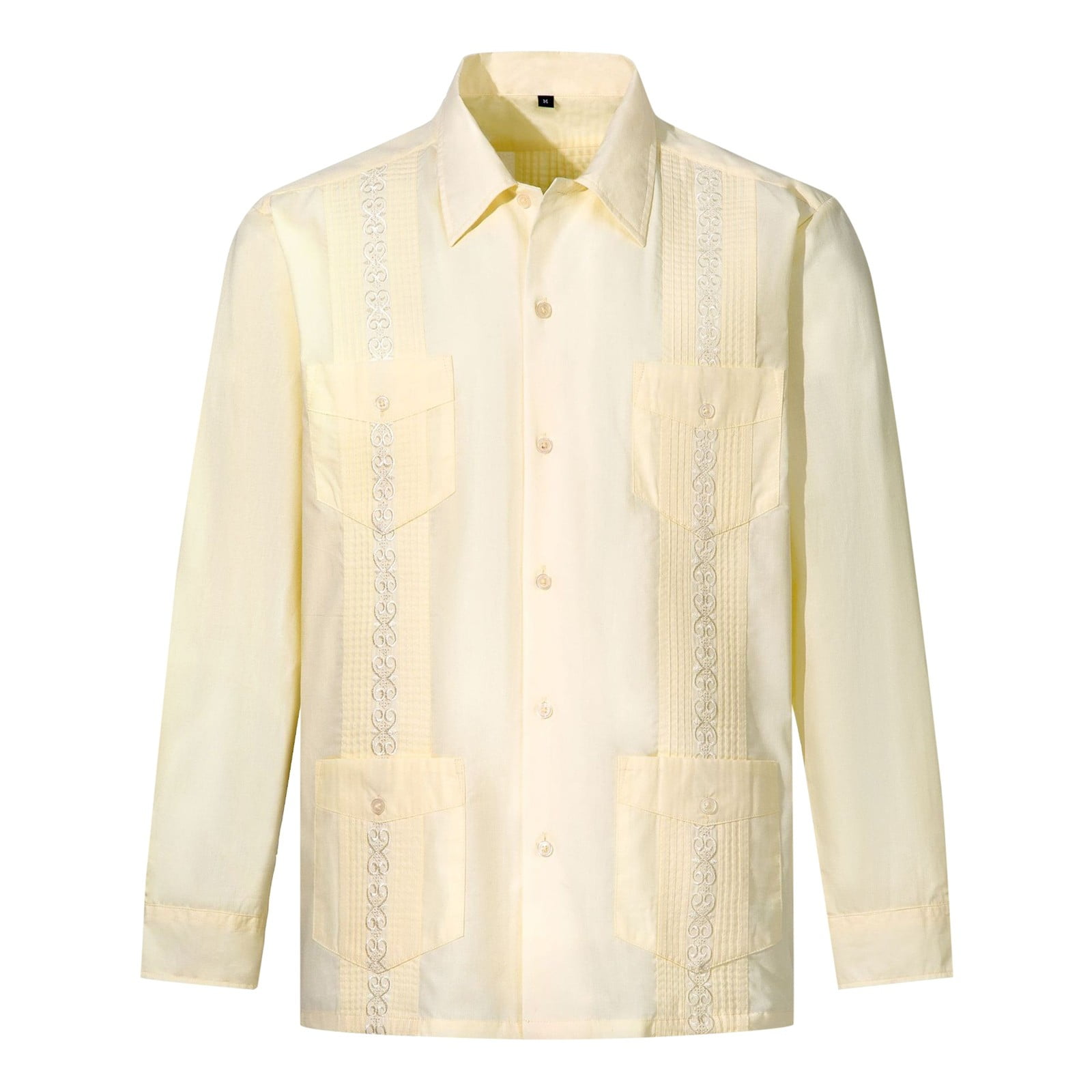 Men's Cuban Guayabera Shirt Long Sleeve Button Down Shirts Casual ...