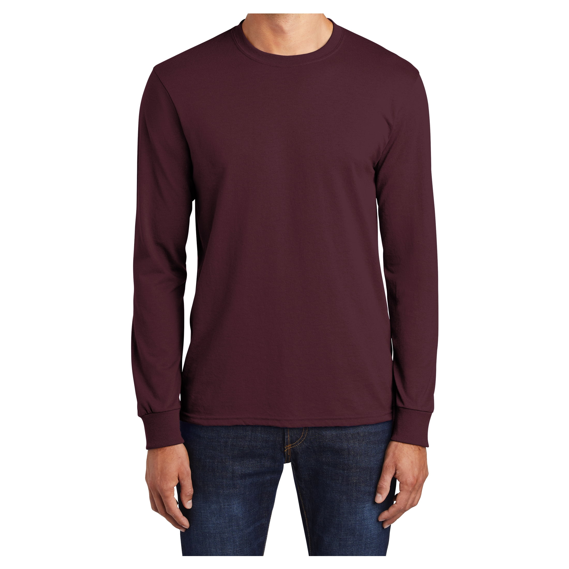 Mens Long Sleeve Core Blend Cotton/Polyester Tee Athletic Maroon 4X ...