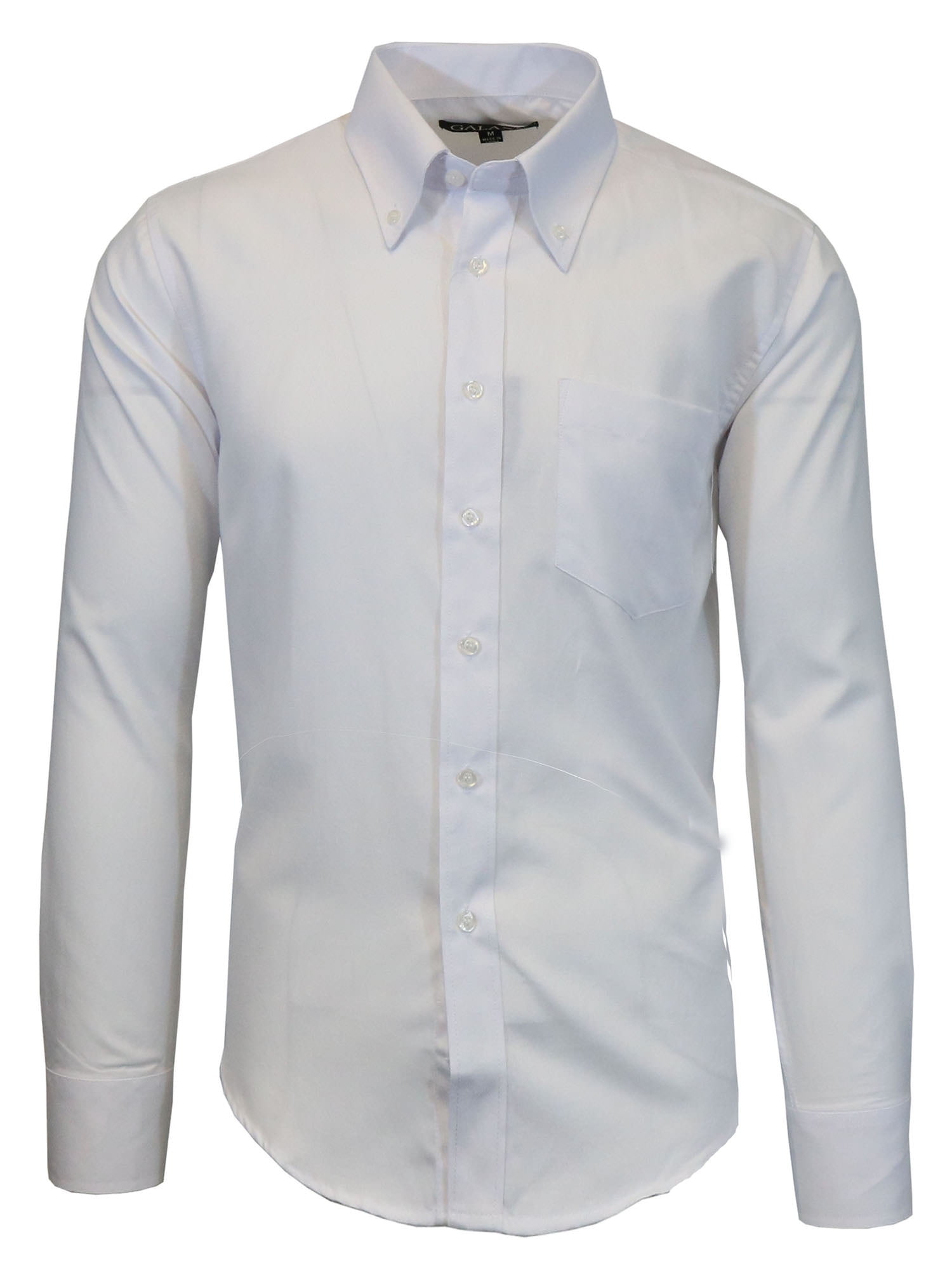 Mens Long Sleeve Oxford Dress Shirt White Casual Button Down