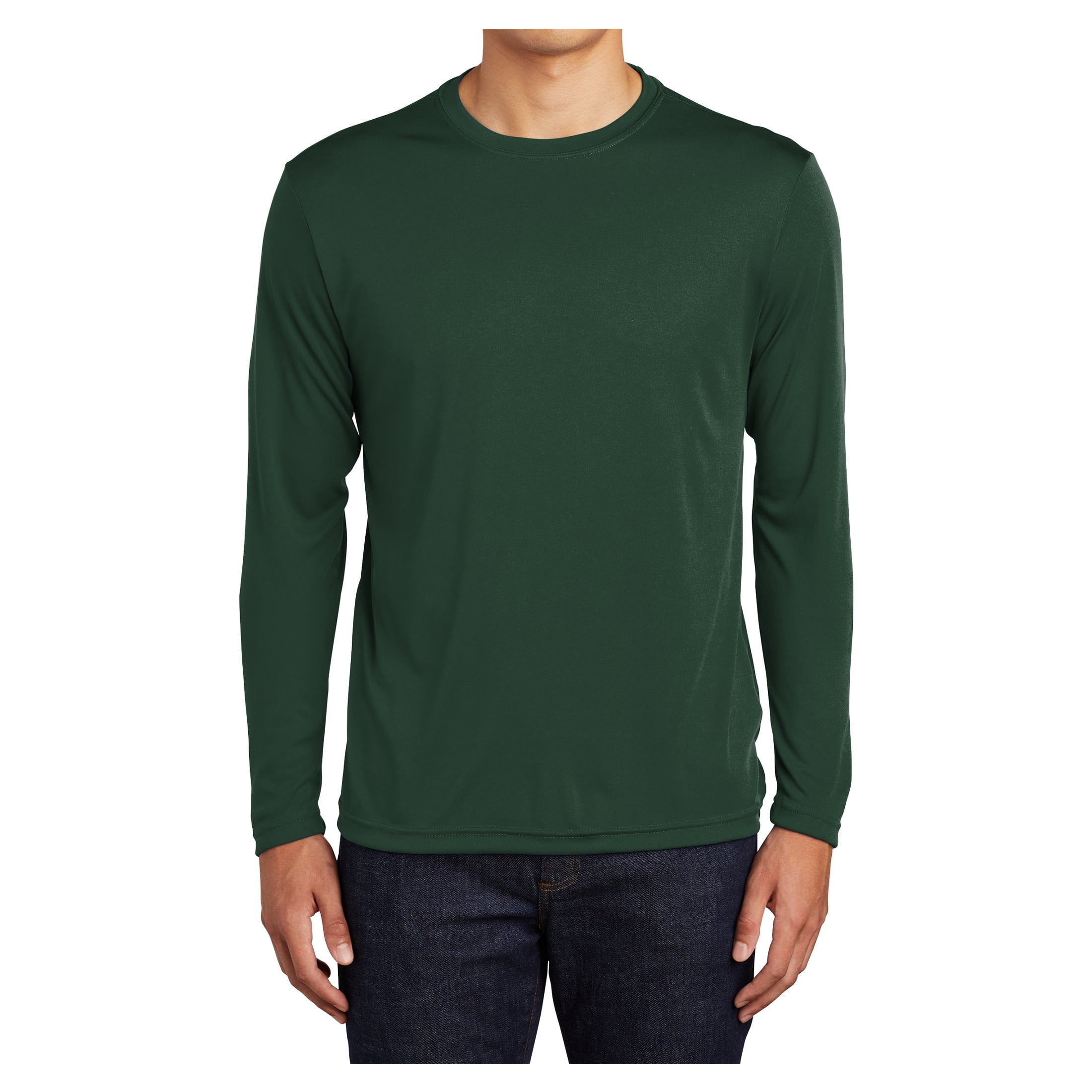 Mens Long Sleeve PosiCharge Competitor Polyester Tee Shirt Forest Green ...