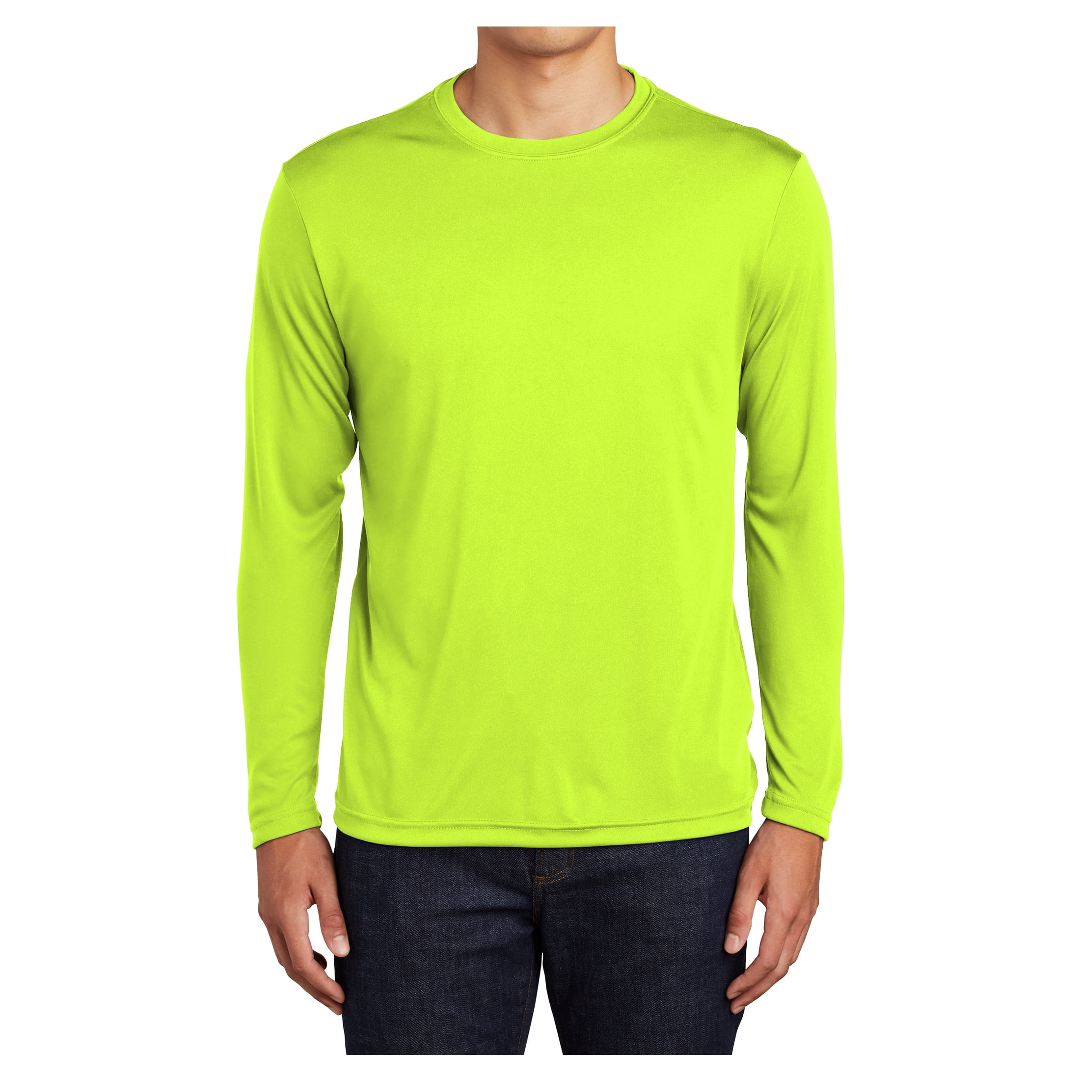 Mens Long Sleeve PosiCharge Competitor Polyester Tee Shirt Neon Yellow ...