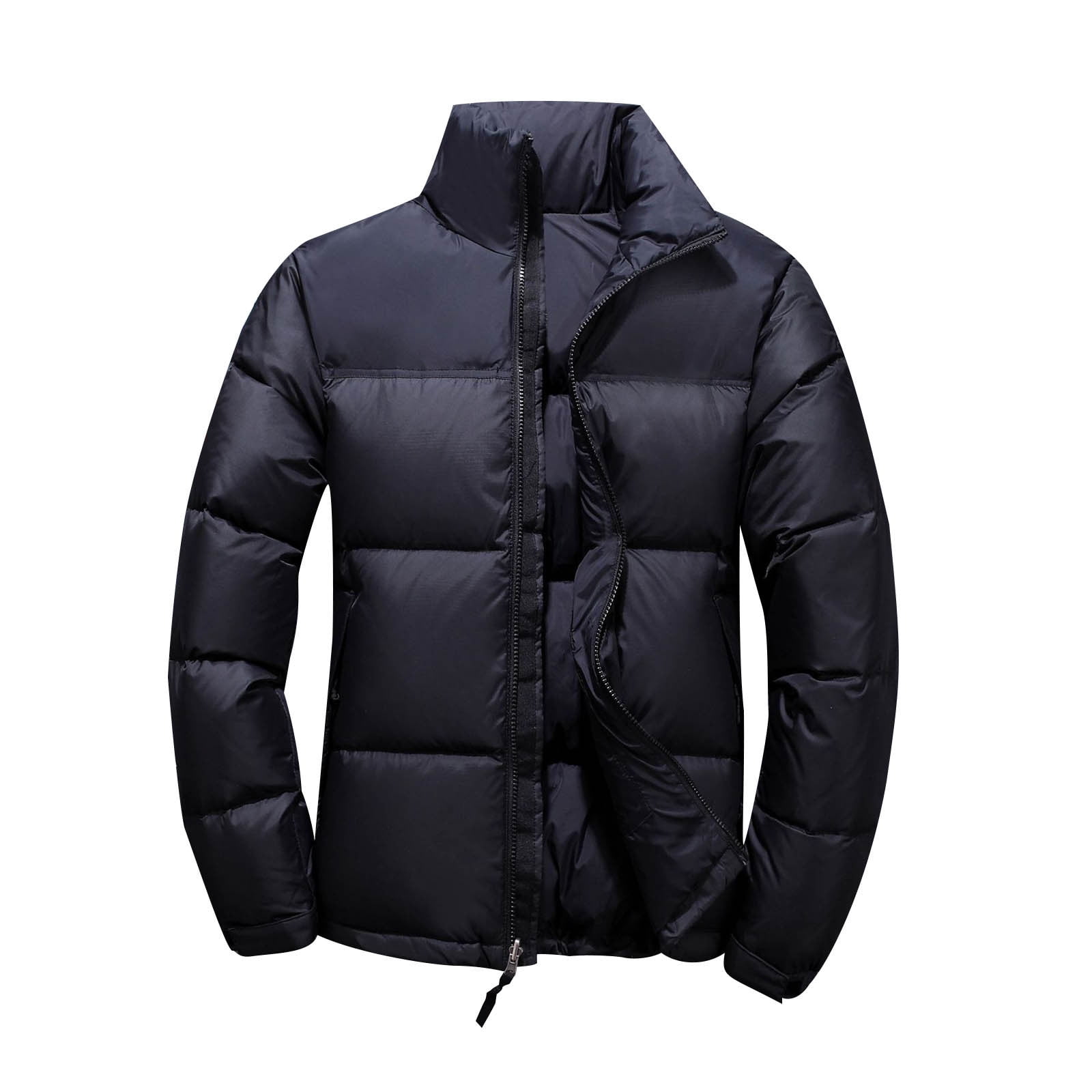 Mens Long Sleeve Puffer Jacket, Regular Fit, Solid Color, Warm Fabric ...