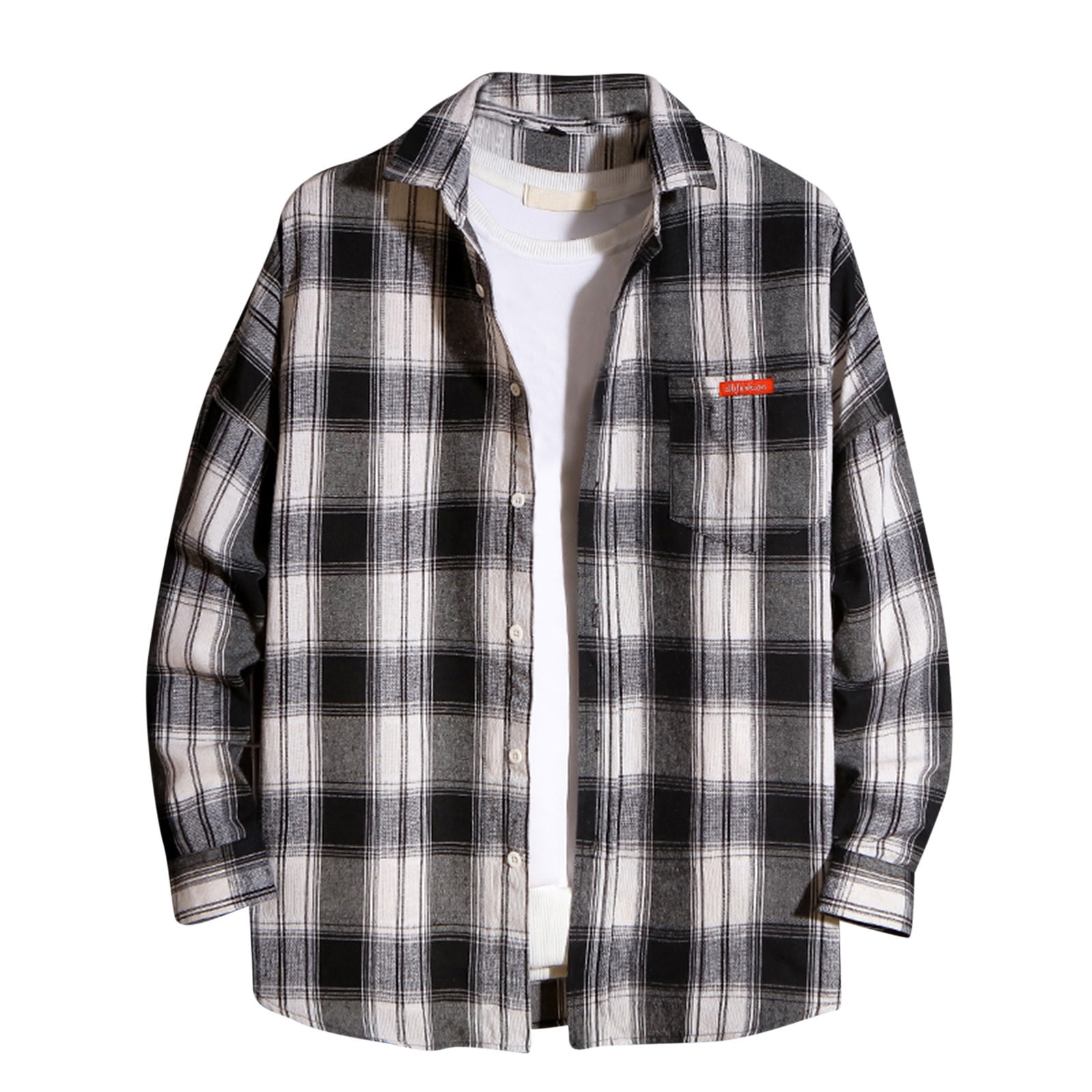 Mens Long Sleeve Red Plaid Flannel Shirts Casual Button Down Regular ...