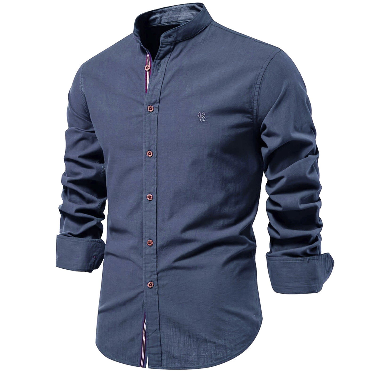 Mens Long Sleeve Shirt Cotton Linen Shirt Beach Button Down Shirts ...