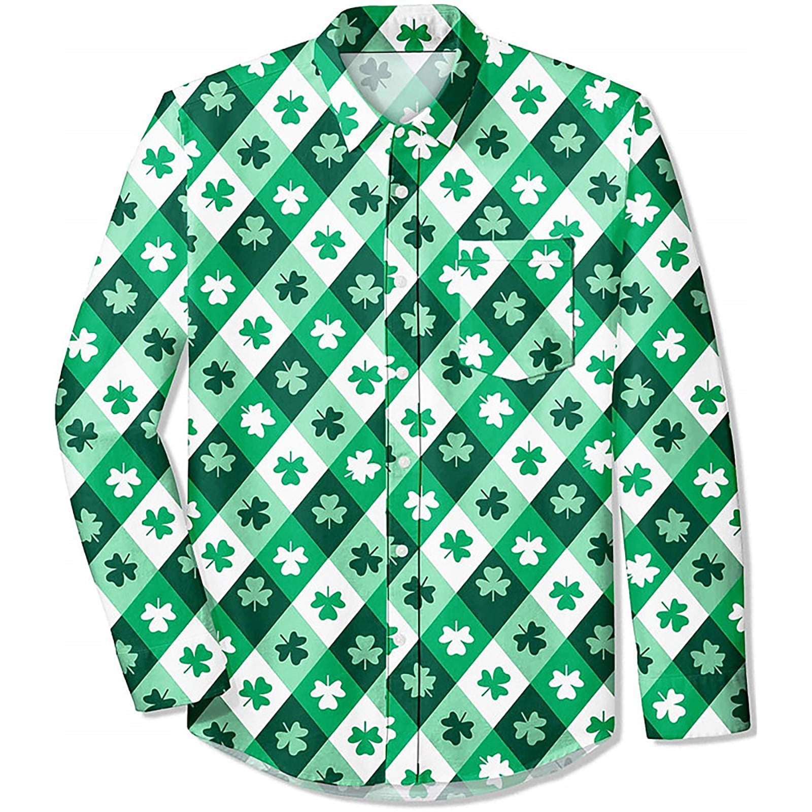 Mens Long Sleeve Shirts Saint Patrick's Day Digital Print Irish Theme ...
