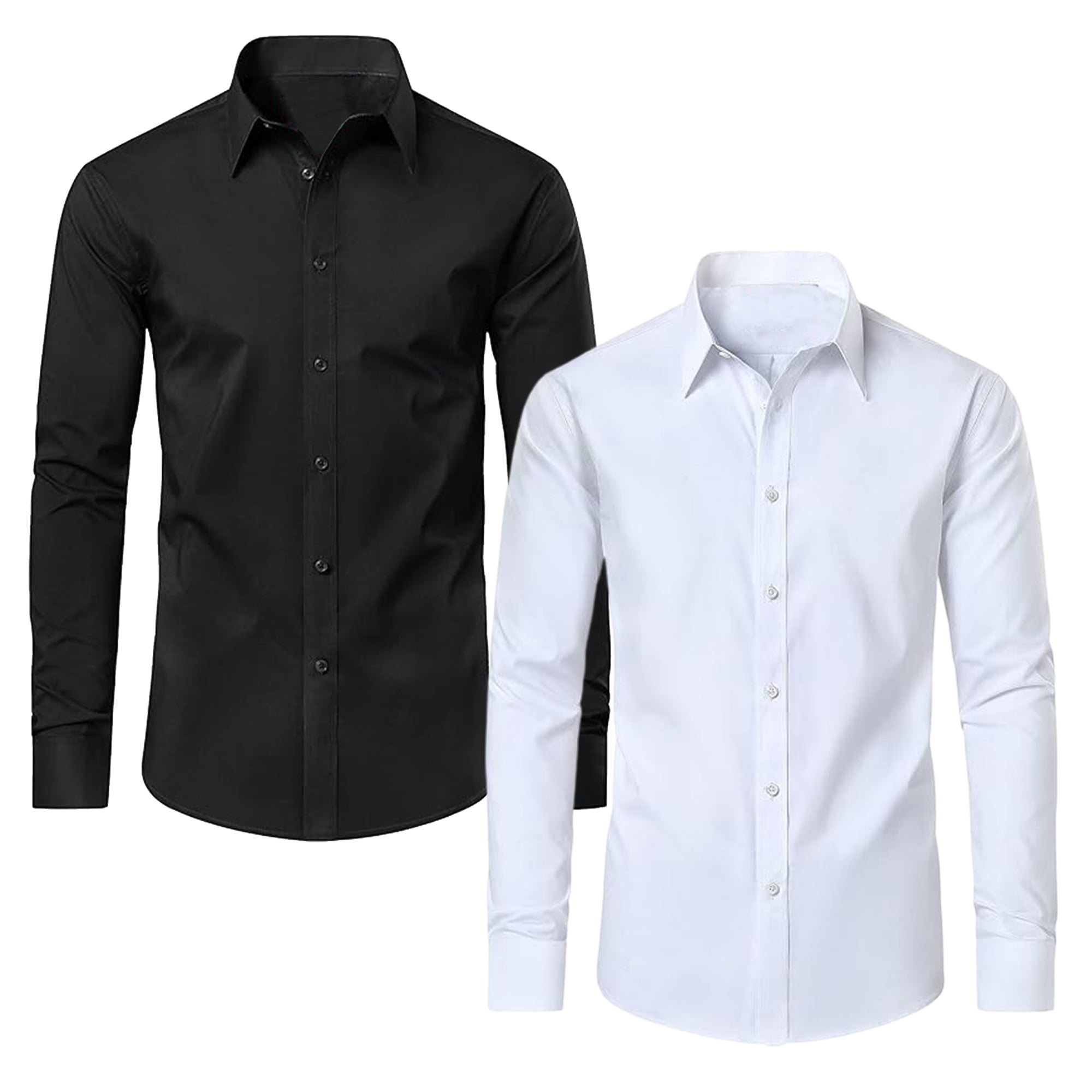 Mens Long Sleeve Slim-Fit Design Dress Shirts (2-Pack) - Walmart.com