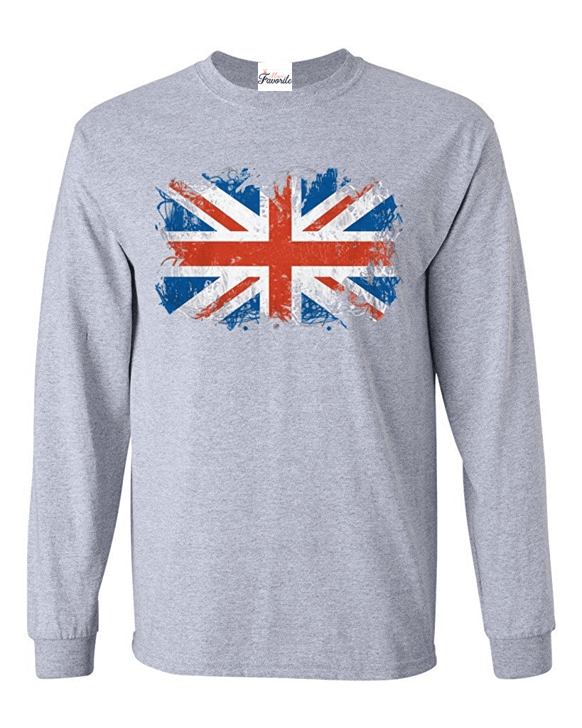 Mens Long Sleeve T-Shirts - Union Jack British Flag - Walmart Business ...