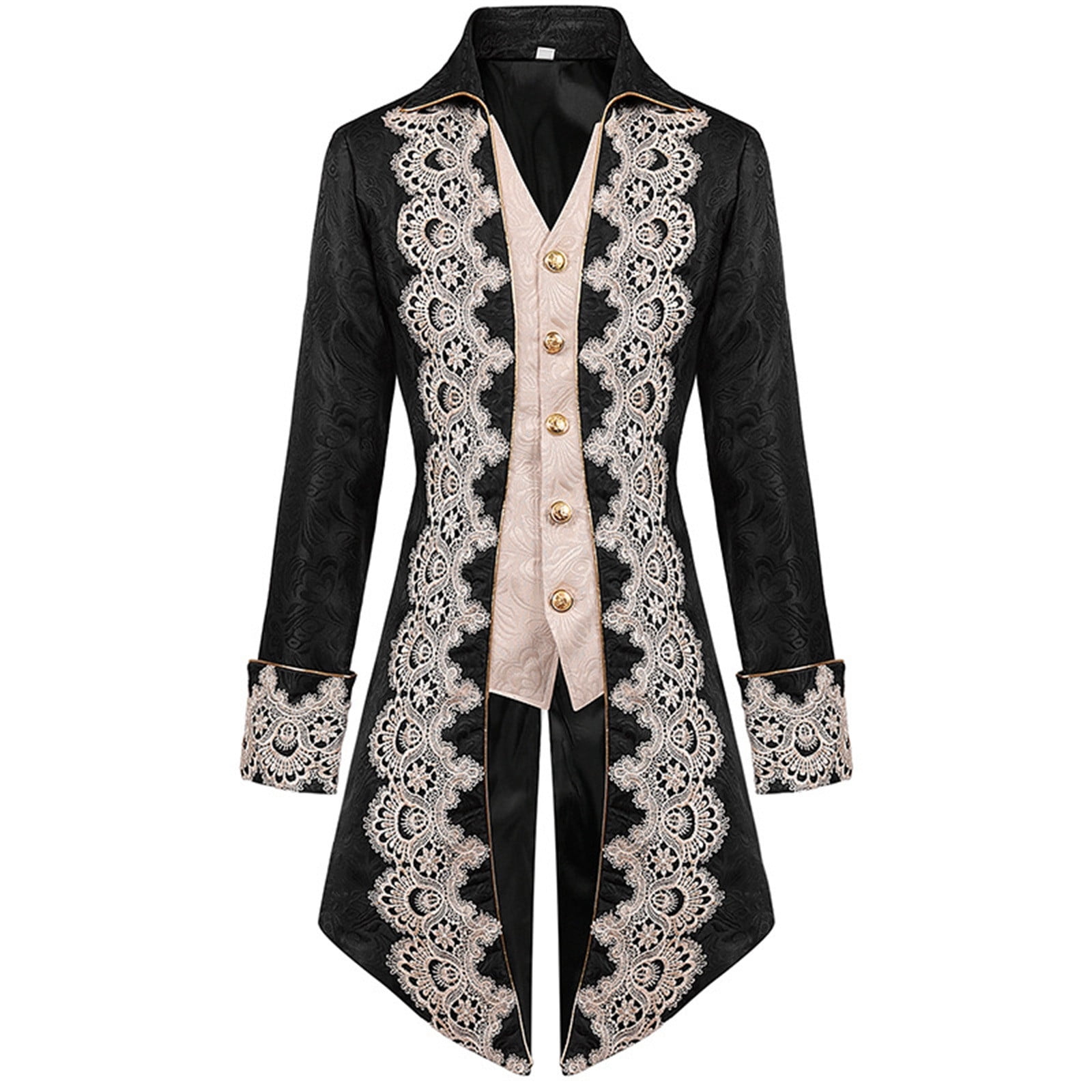 Mens Long Steampunks Embroidered Vintage Tailcoat Jacket Gothic Princes ...