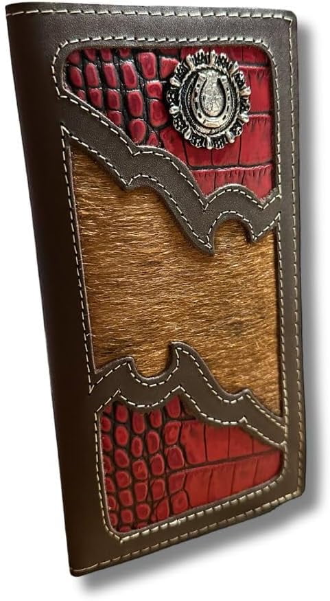 Mens Long Wallet Brown Leather Soft Leather Checkbook Style Cowboy High ...