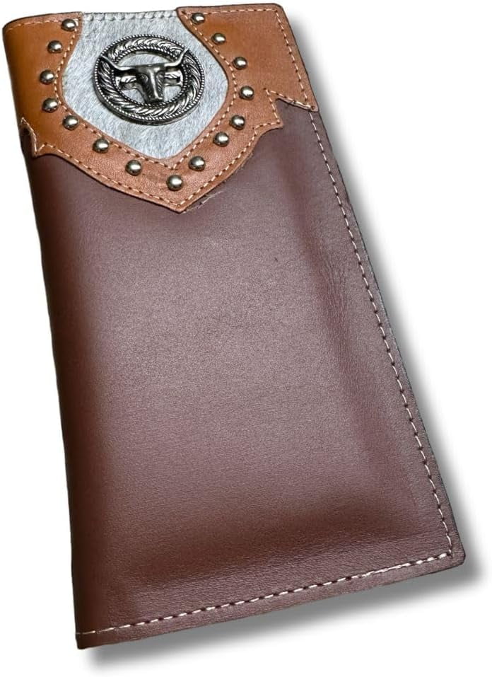 Mens Long Wallet Brown Leather Soft Leather Checkbook Style Cowboy High ...