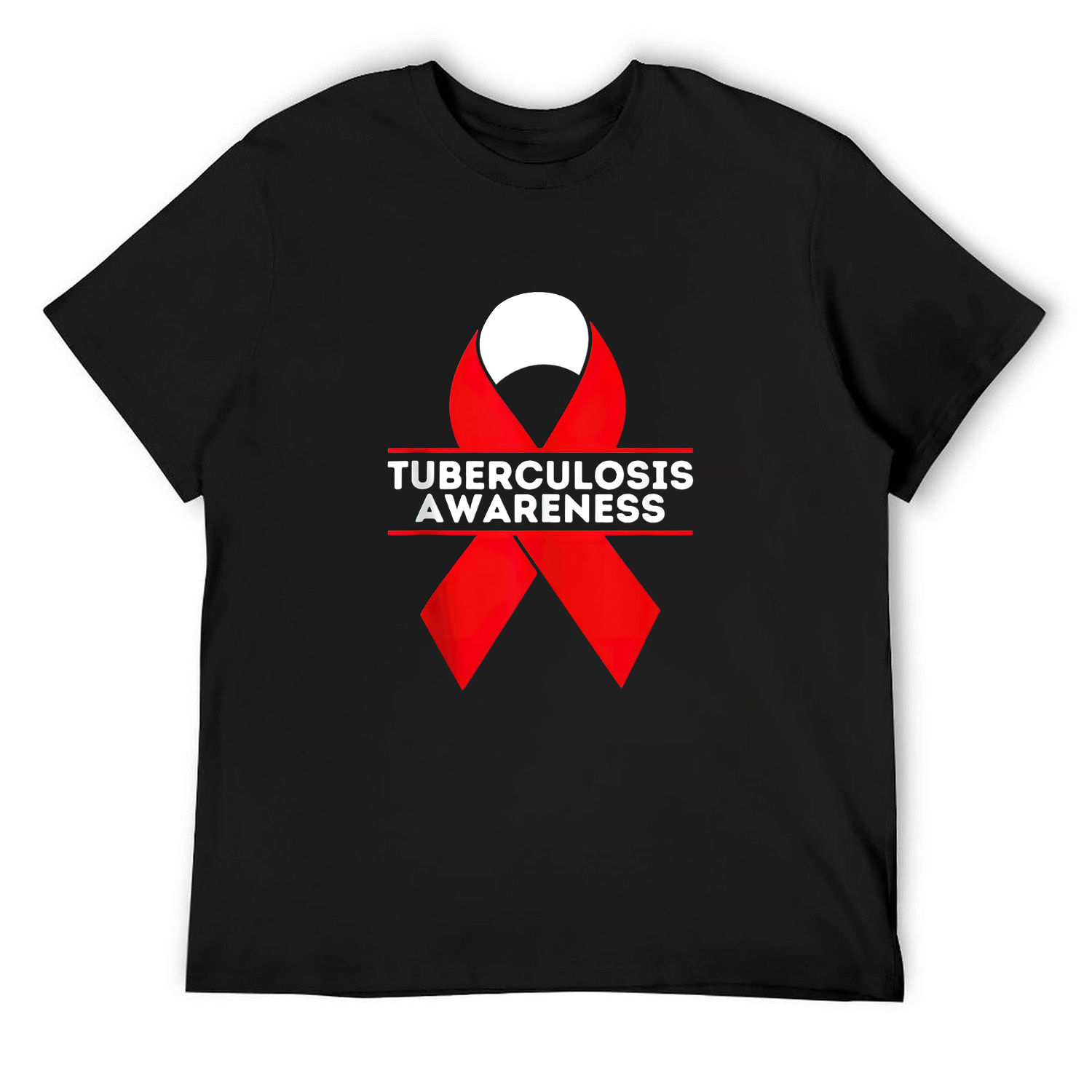 Mens Lung Cancer Awareness Tuberculosis End TB Red Cancer Ribbon T ...