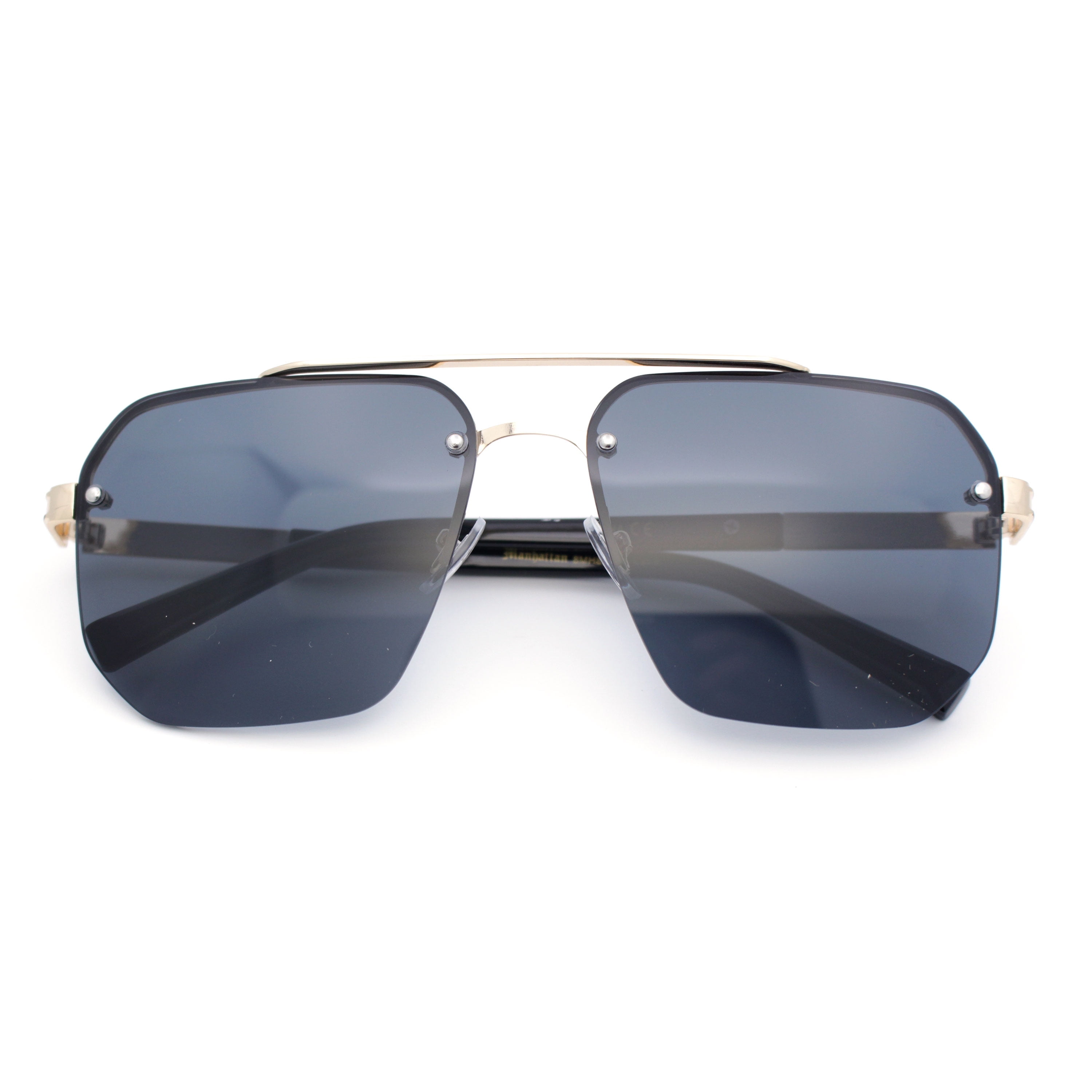 Mens Luxury Large Rectangle Designer Rimless Metal Rim Mogul Sunglasses ...