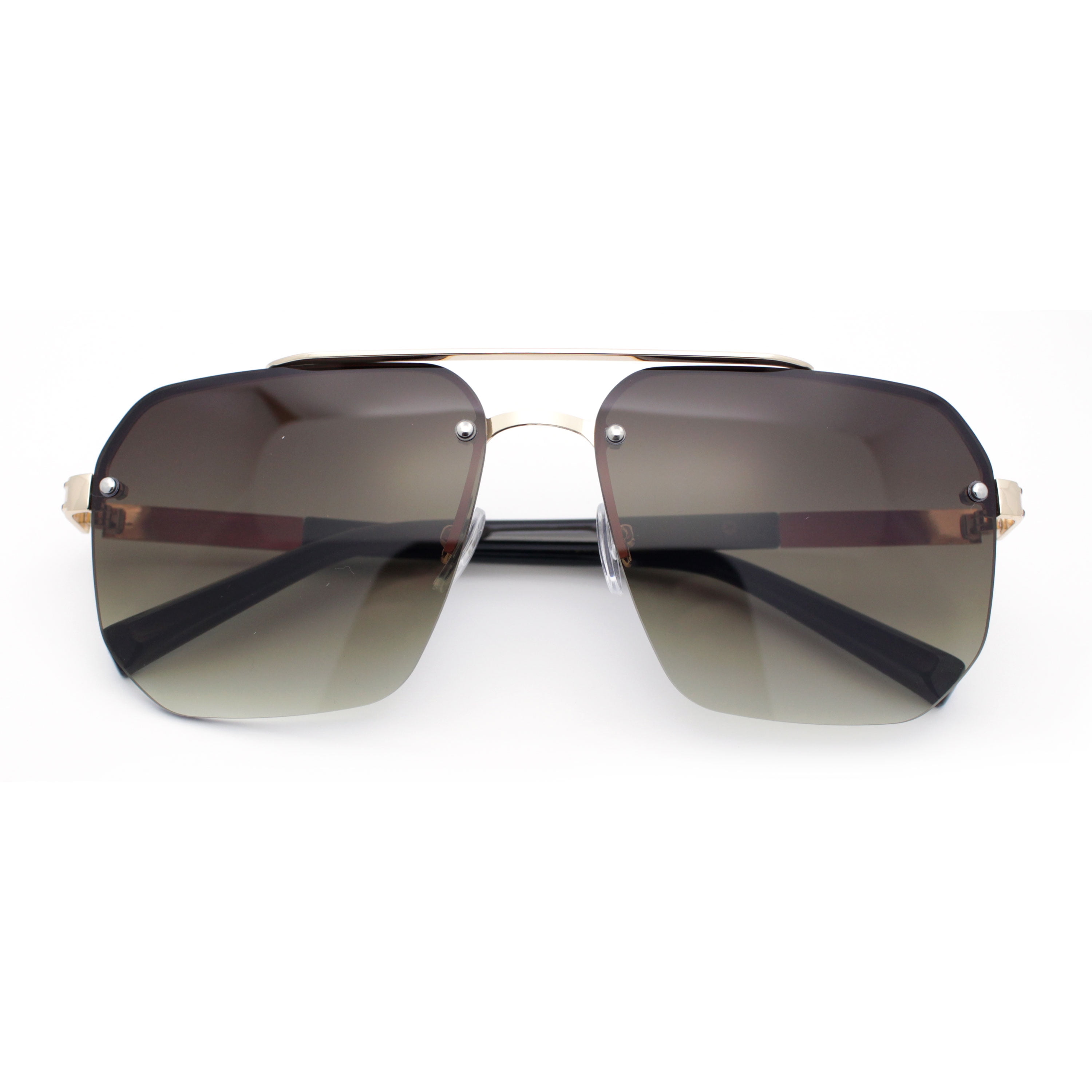 Mens Luxury Large Rectangle Designer Rimless Metal Rim Mogul Sunglasses ...