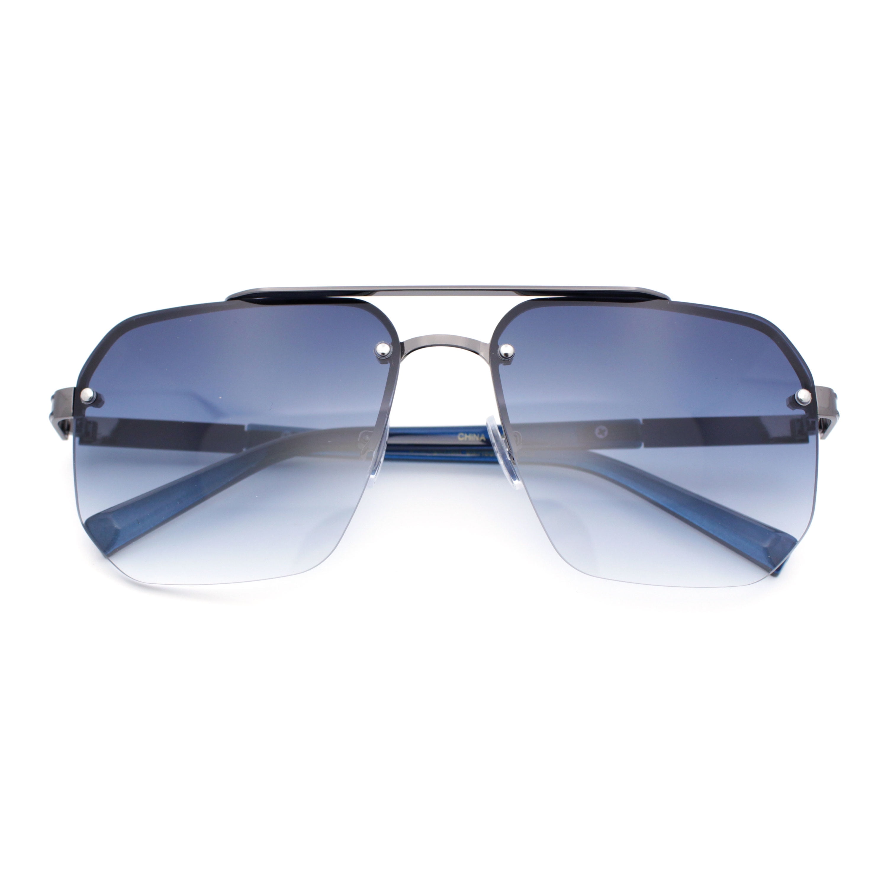 Mens Luxury Large Rectangle Designer Rimless Metal Rim Mogul Sunglasses ...