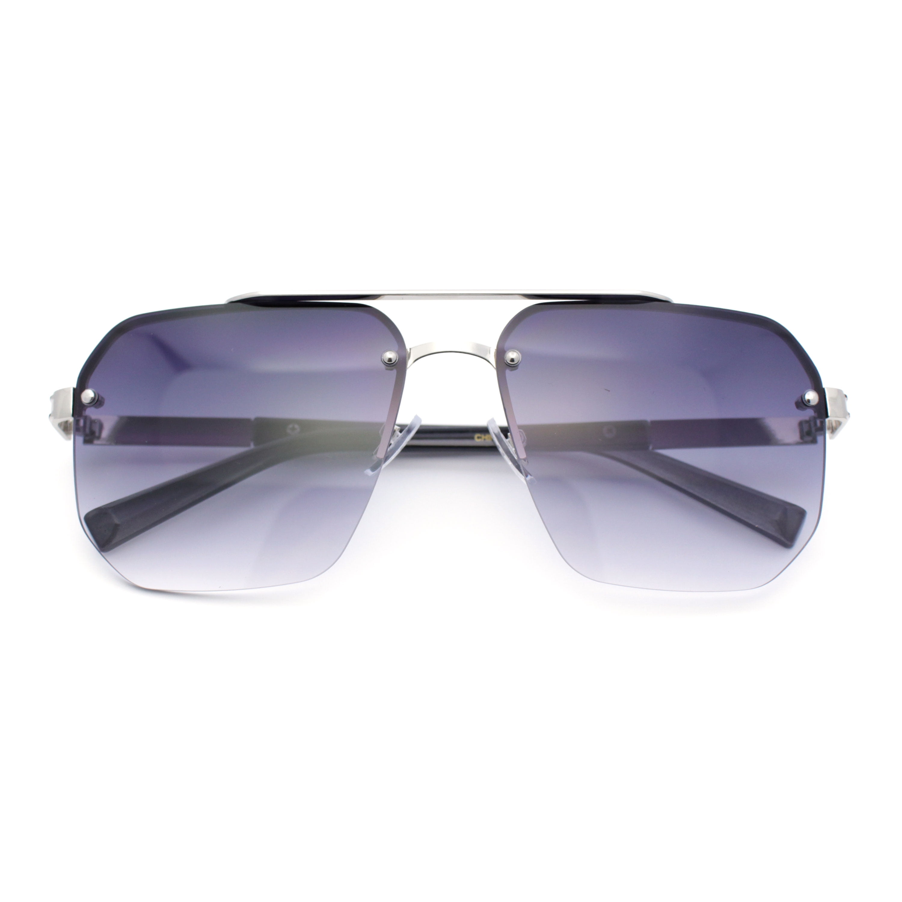 Mens Luxury Large Rectangle Designer Rimless Metal Rim Mogul Sunglasses ...