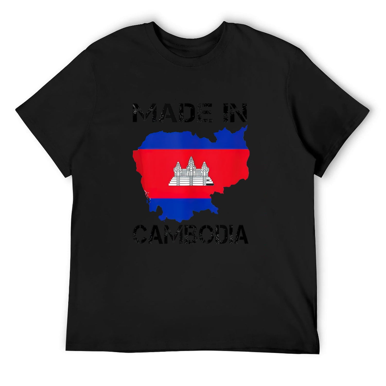 Mens Made In Cambodia Shirt Angkor Wat Cambodian Flag T Shirt Black ...
