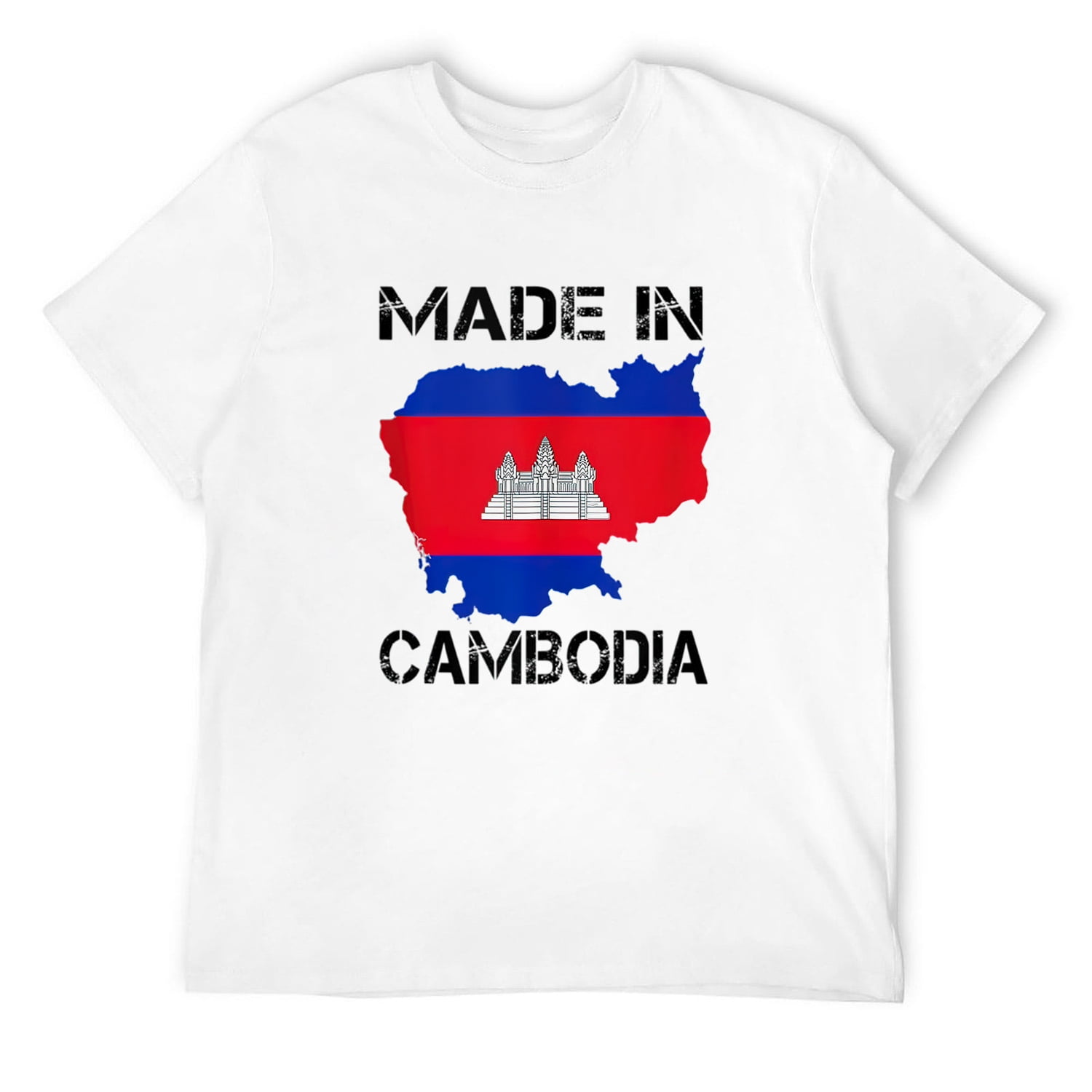 Mens Made In Cambodia Shirt Angkor Wat Cambodian Flag T Shirt White ...