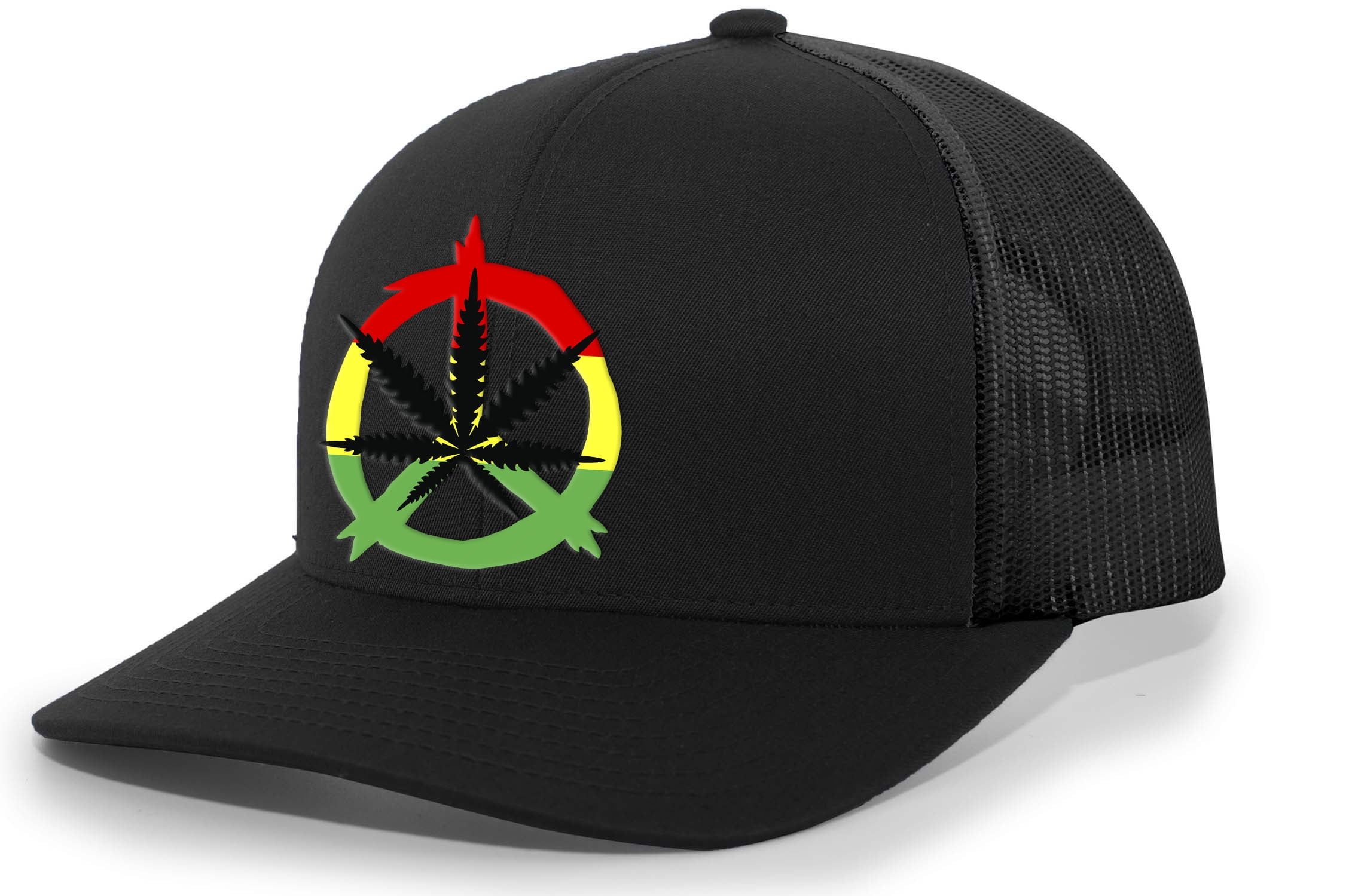 Mens Marley Hat Peace Sign Weed Rasta Flag Embroidered Trucker Hat ...