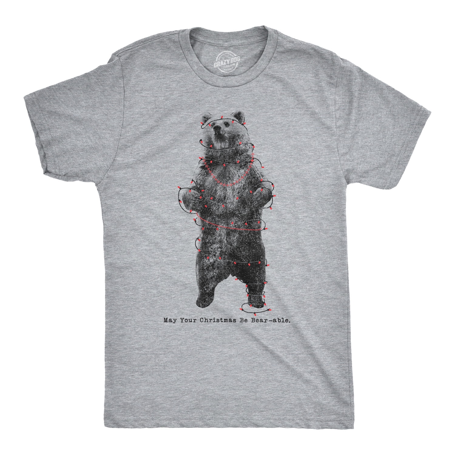 Mens May Your Christmas Be Bearable T Shirt Funny Holiday Lights Tee ...