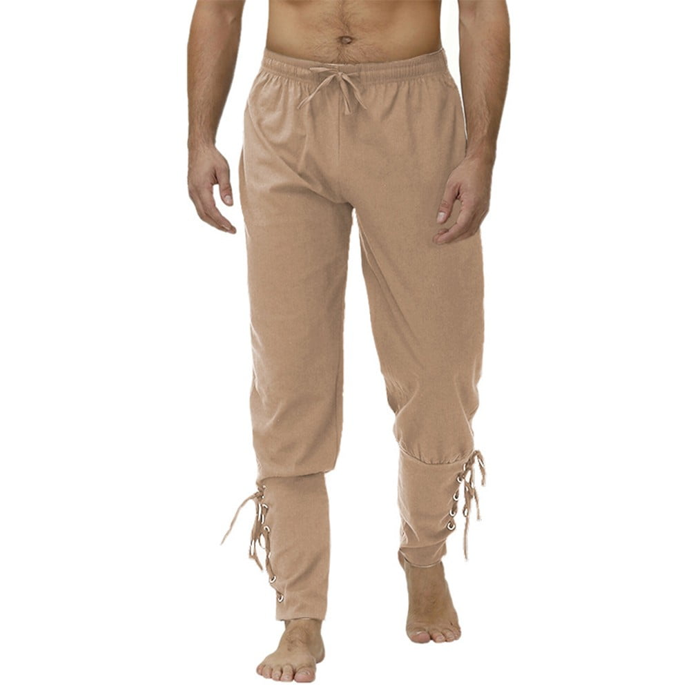 Mens Medieval Renaissance Pirate Lace-Up Pants Gothic Cosplay Costume ...