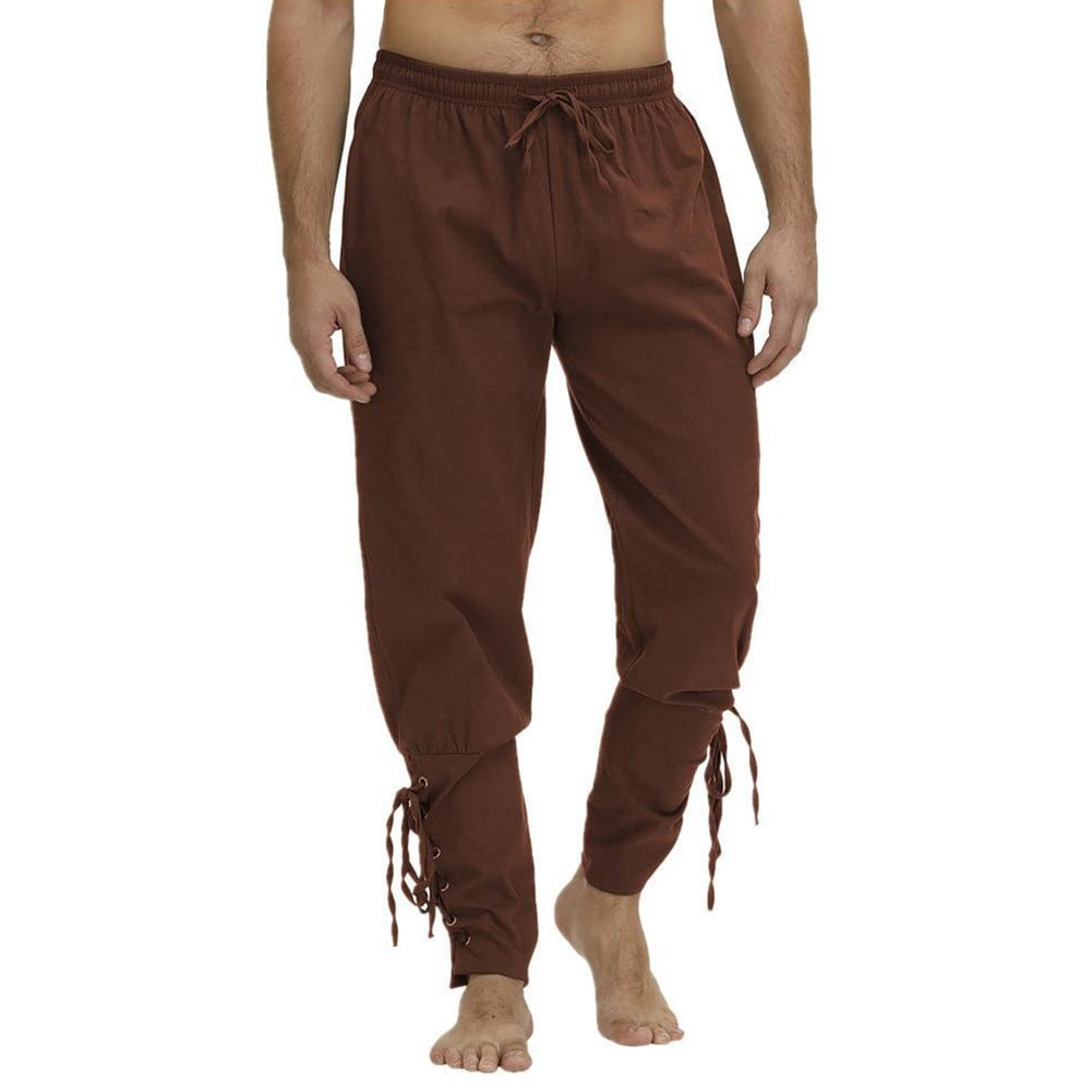 Mens Medieval Renaissance Pirate Lace-Up Pants Gothic Cosplay Costume ...