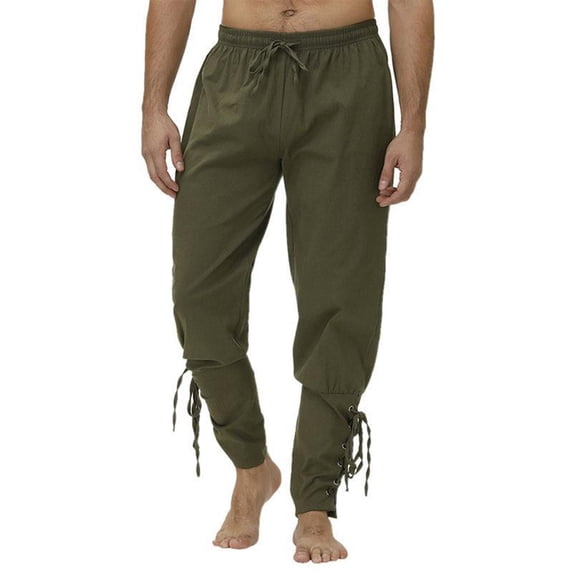 Mens Medieval Renaissance Pirate Lace-Up Pants Gothic Cosplay Costume ...