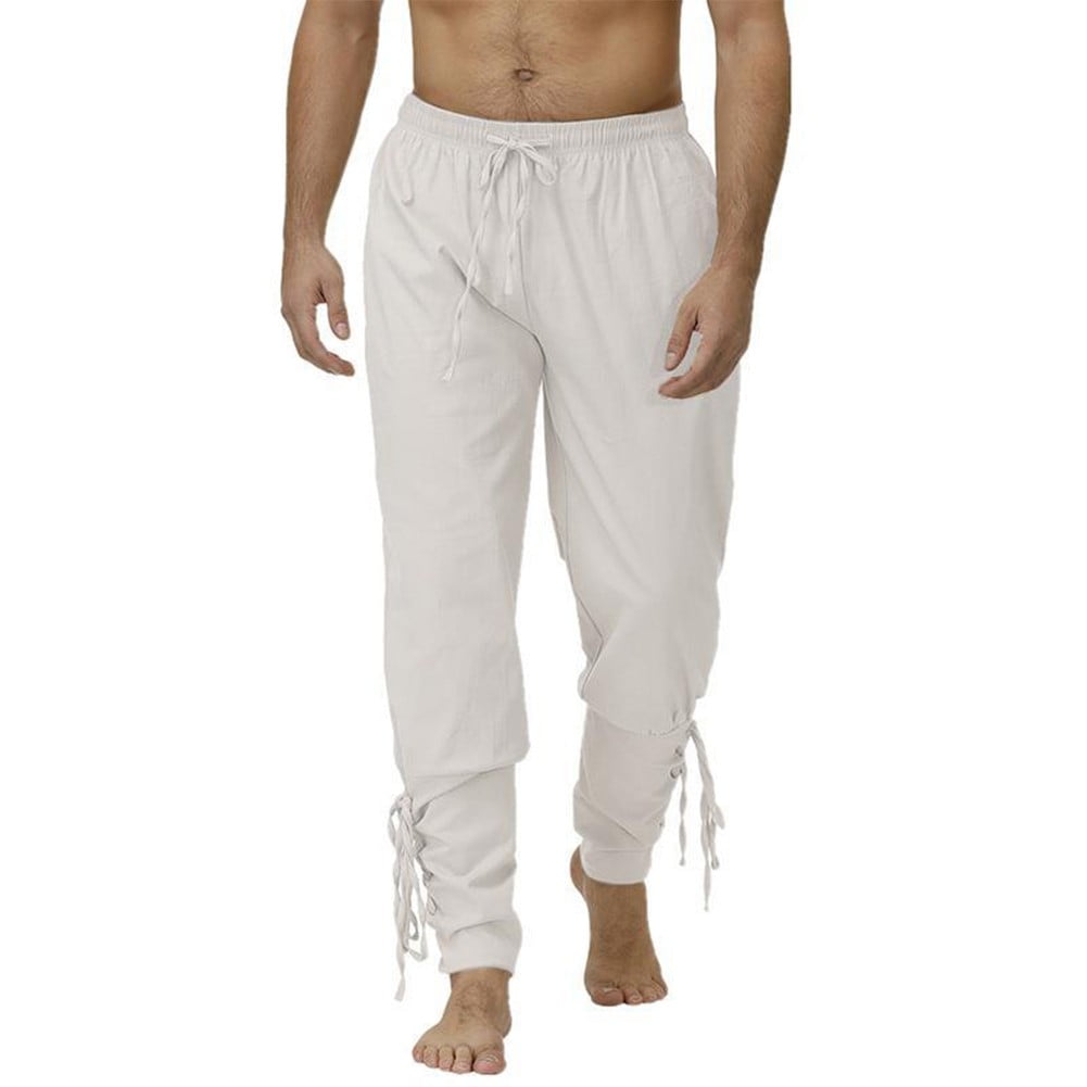 Mens Medieval Renaissance Pirate Lace-Up Pants Gothic Cosplay Costume ...