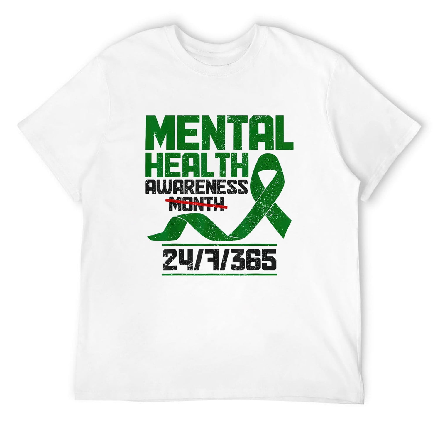 Mens Mental Health Awareness Month Matters Green Ribbon T-Shirt White X-Large - Walmart.com