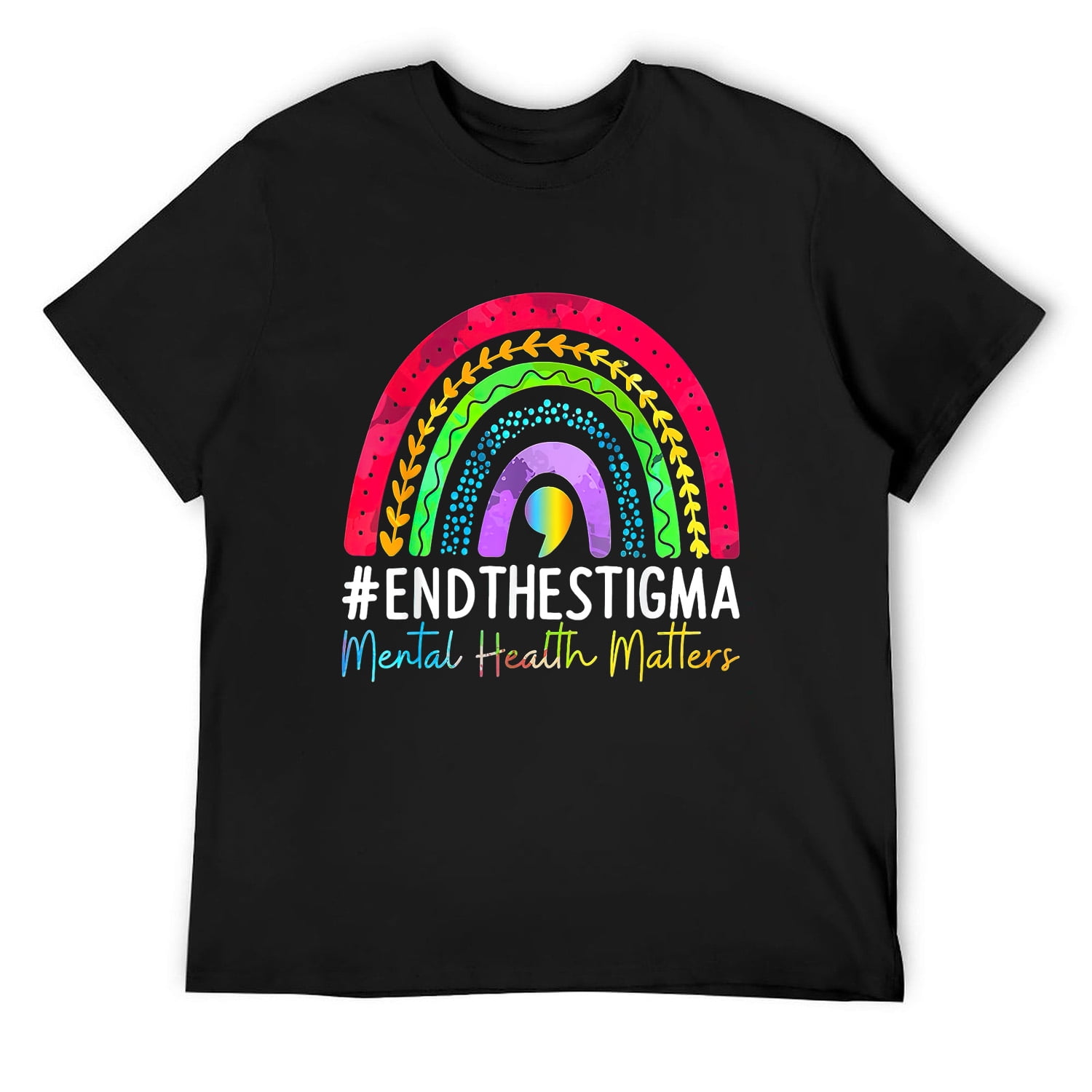 Mens Mental Health Matters End The Stigma Rainbow Boho T Shirt Black 4x